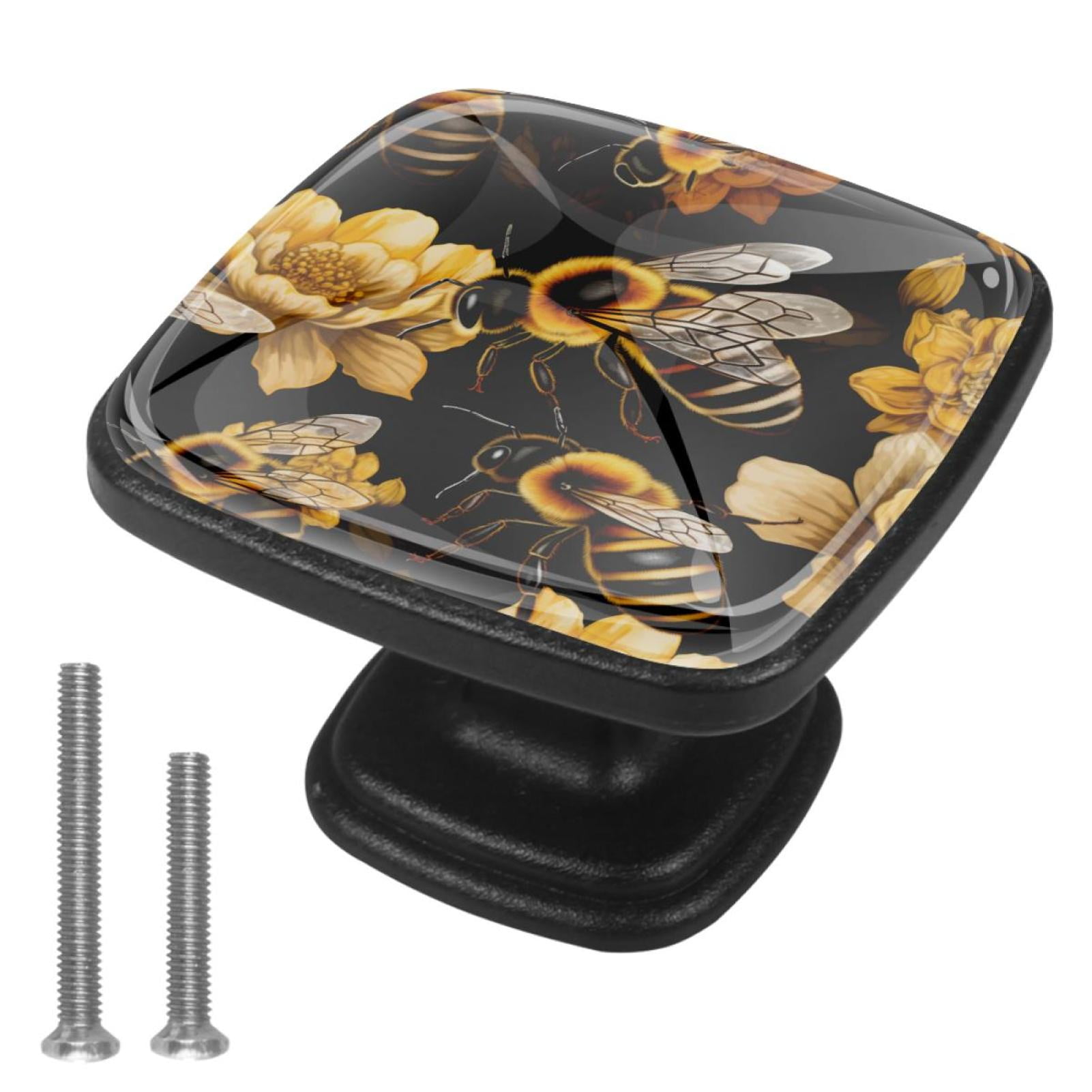 4 Pcs Cabinet Handle Drawer Pulls Bee Knobs with Screws Square ...