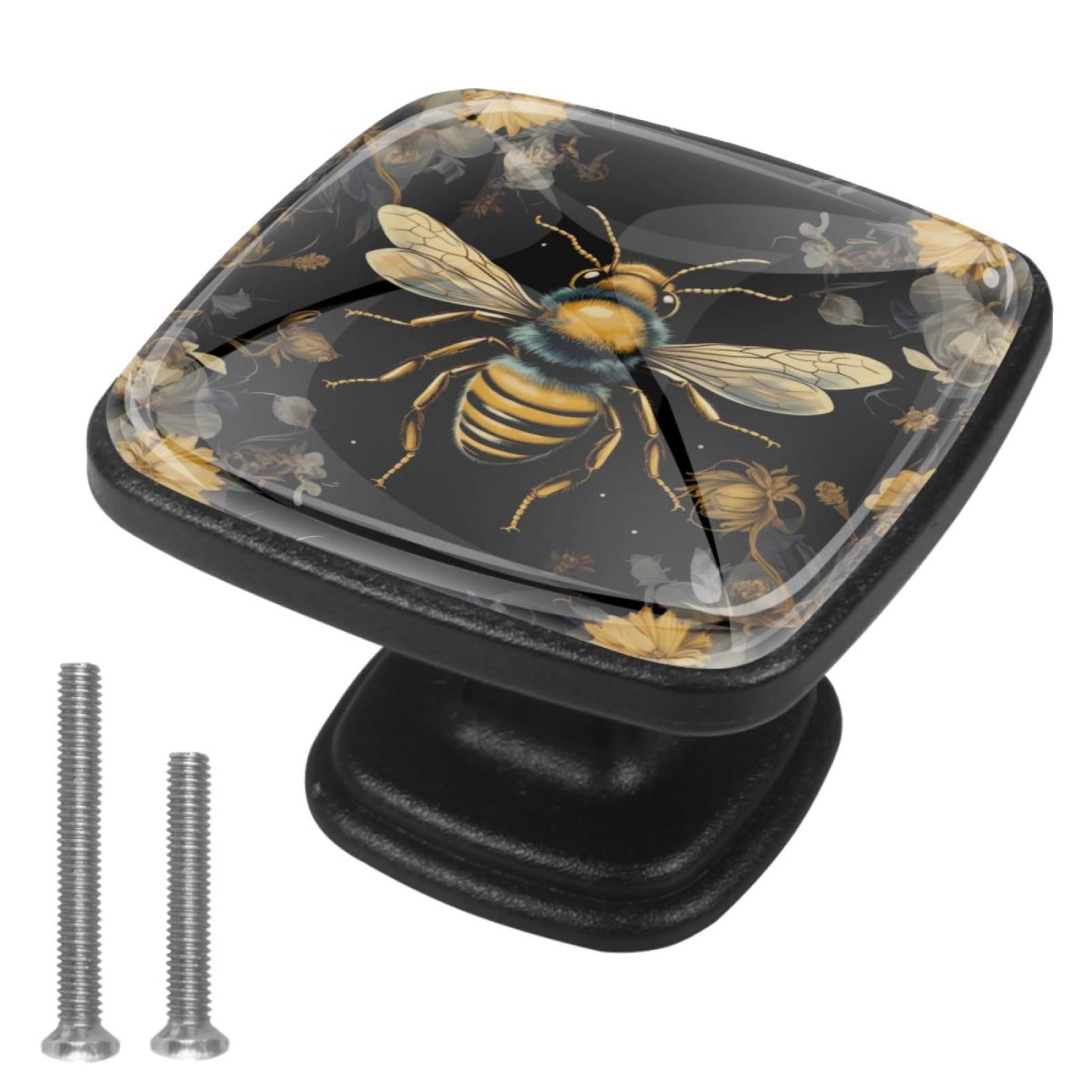 4 Pcs Cabinet Handle Drawer Pulls Bee Knobs with Screws Square ...