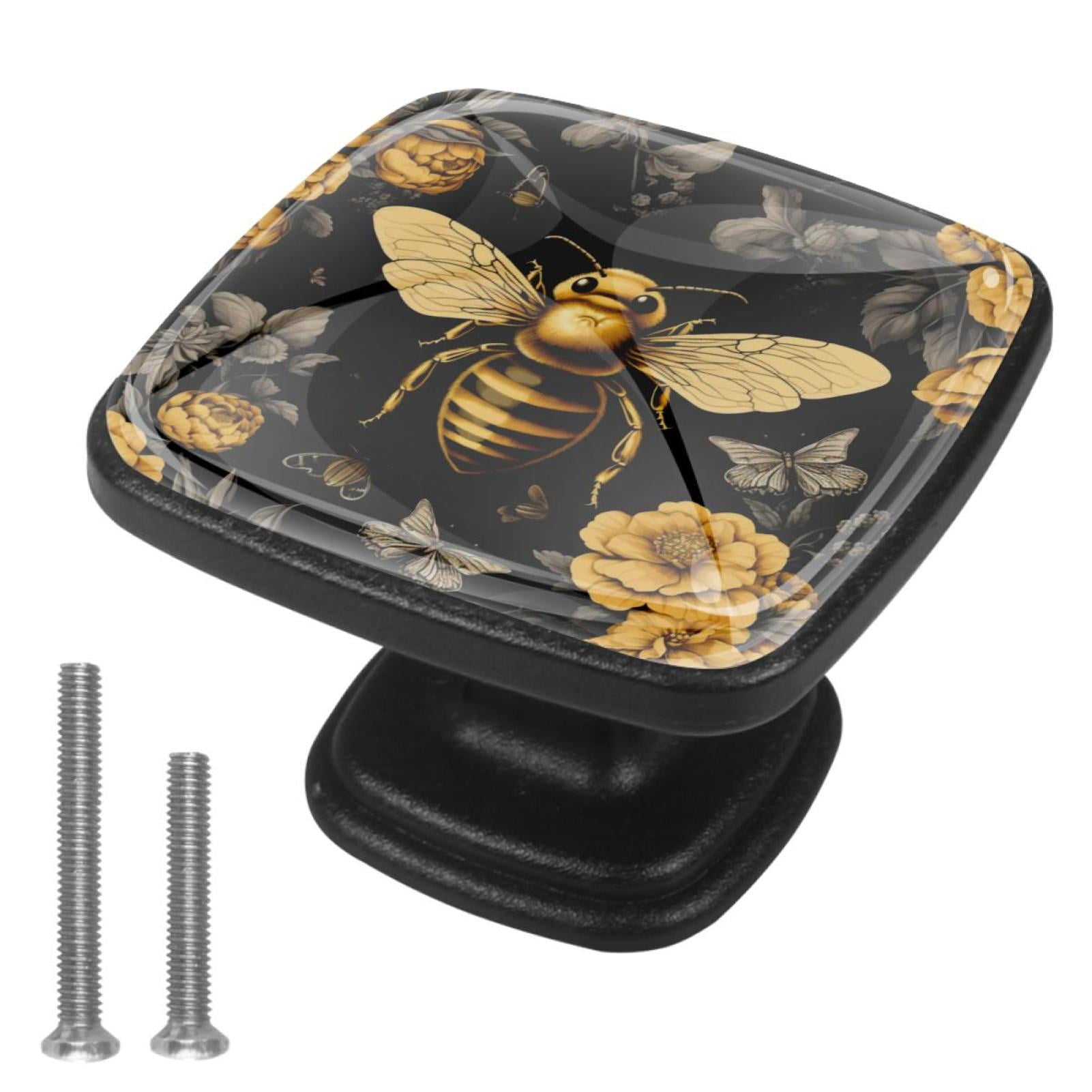 4 Pcs Cabinet Handle Drawer Pulls Bee Knobs with Screws Square ...