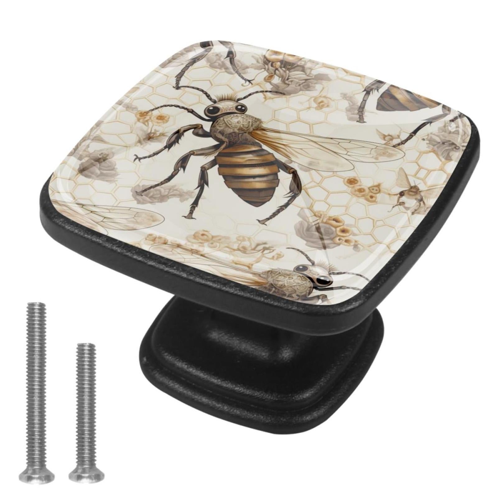 4 Pcs Cabinet Handle Drawer Pulls Bee Knobs with Screws Square ...
