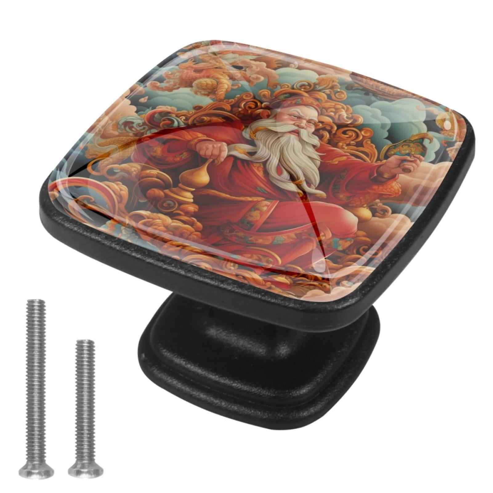 4 Pcs Cabinet Handle Drawer Pulls Chinese God of Wealth Knobs with ...