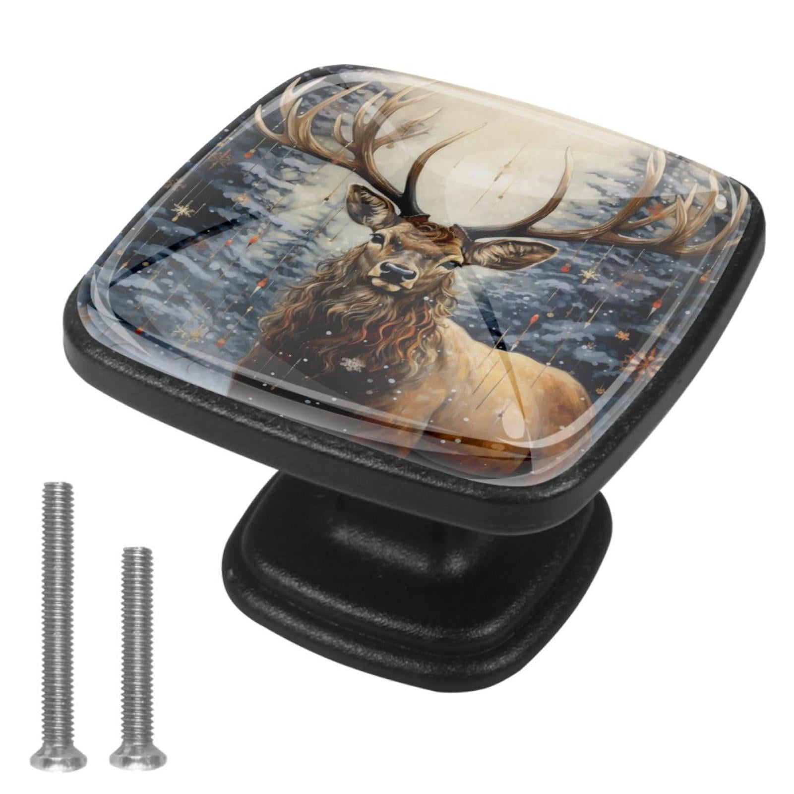 4 Pcs Cabinet Handle Drawer Pulls Christmas Elk Knobs with Screws ...