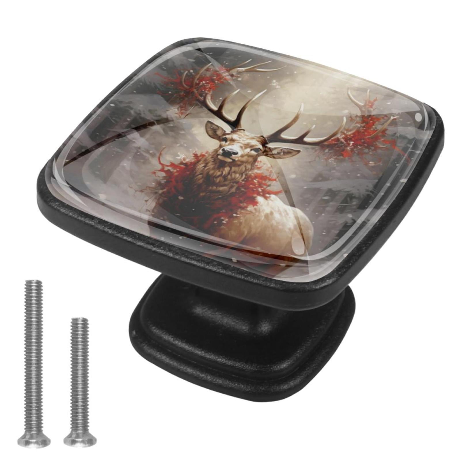 4 Pcs Cabinet Handle Drawer Pulls Christmas Elk Knobs with Screws ...
