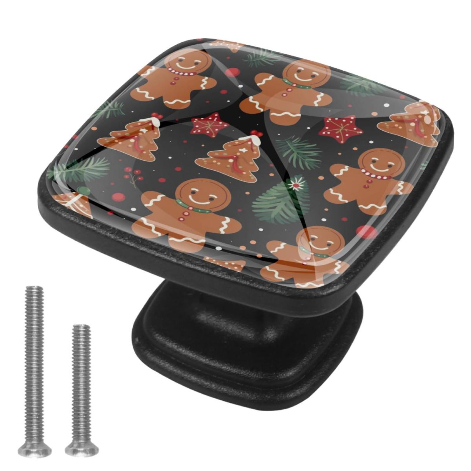 4 Pcs Cabinet Handle Drawer Pulls Christmas Gingerbread Man Knobs with ...