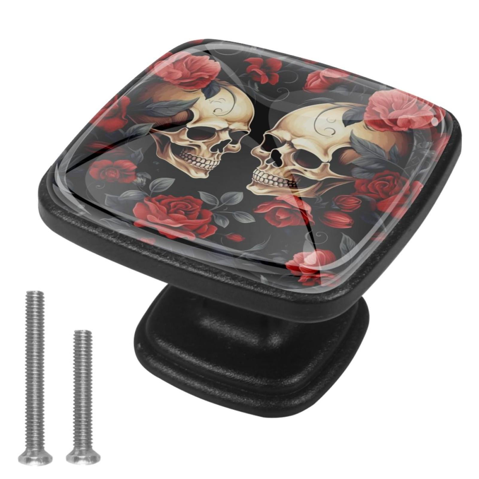 4 Pcs Cabinet Handle Drawer Pulls Couple Skulls Knobs with Screws ...
