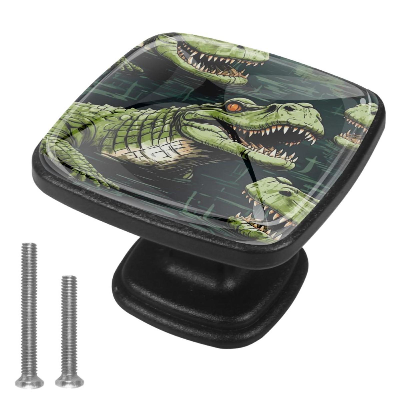 4 Pcs Cabinet Handle Drawer Pulls Crocodile Knobs with Screws Square ...