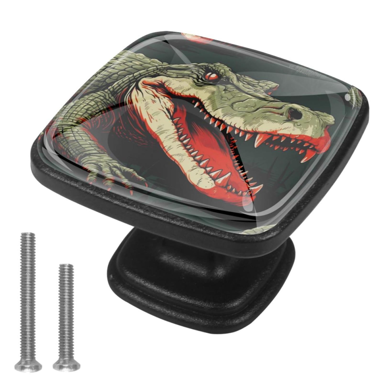 4 Pcs Cabinet Handle Drawer Pulls Crocodile Knobs with Screws Square ...