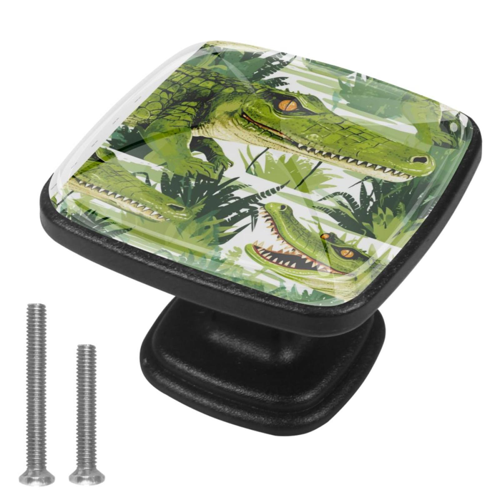 4 Pcs Cabinet Handle Drawer Pulls Crocodile Knobs with Screws Square ...