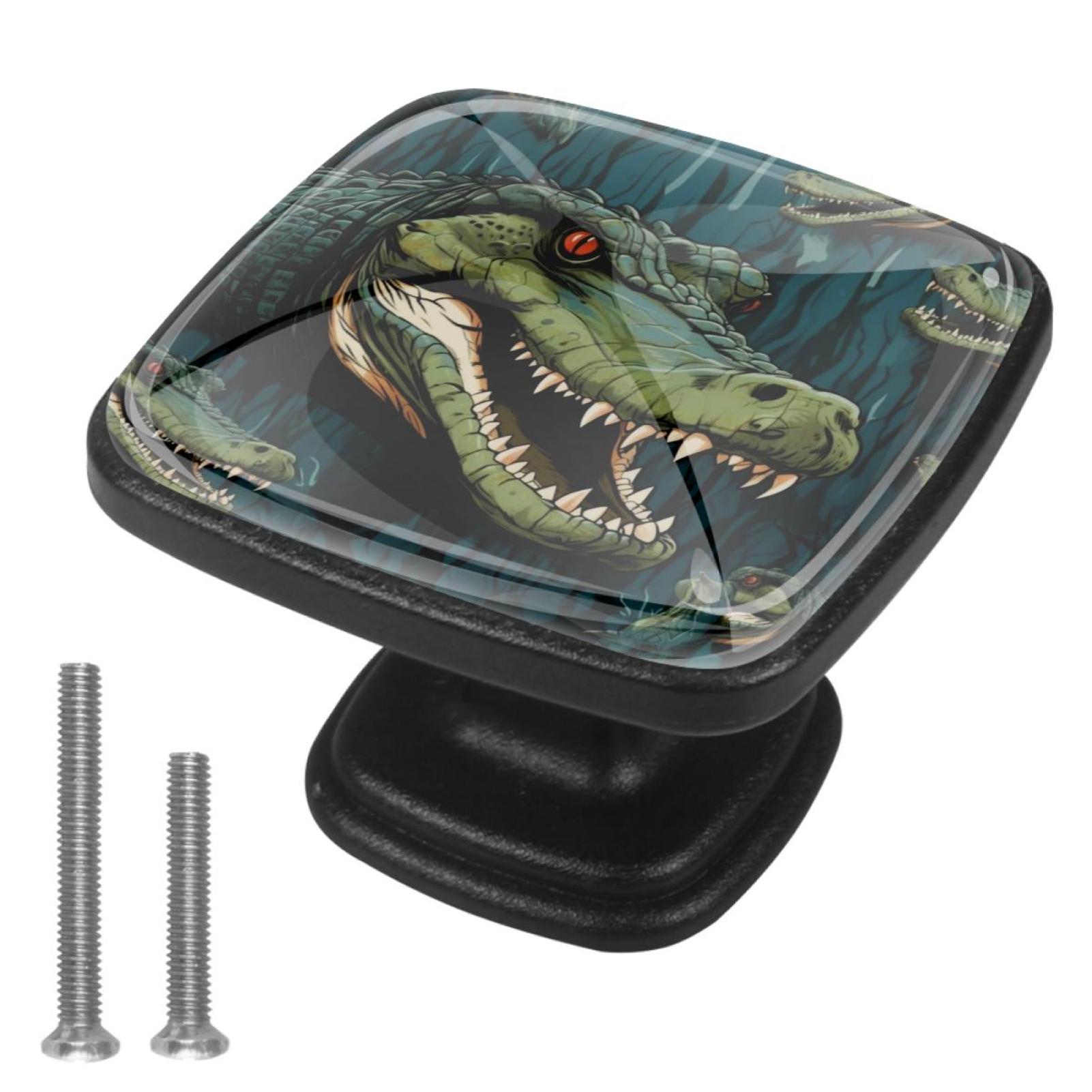 4 Pcs Cabinet Handle Drawer Pulls Crocodile Knobs with Screws Square ...
