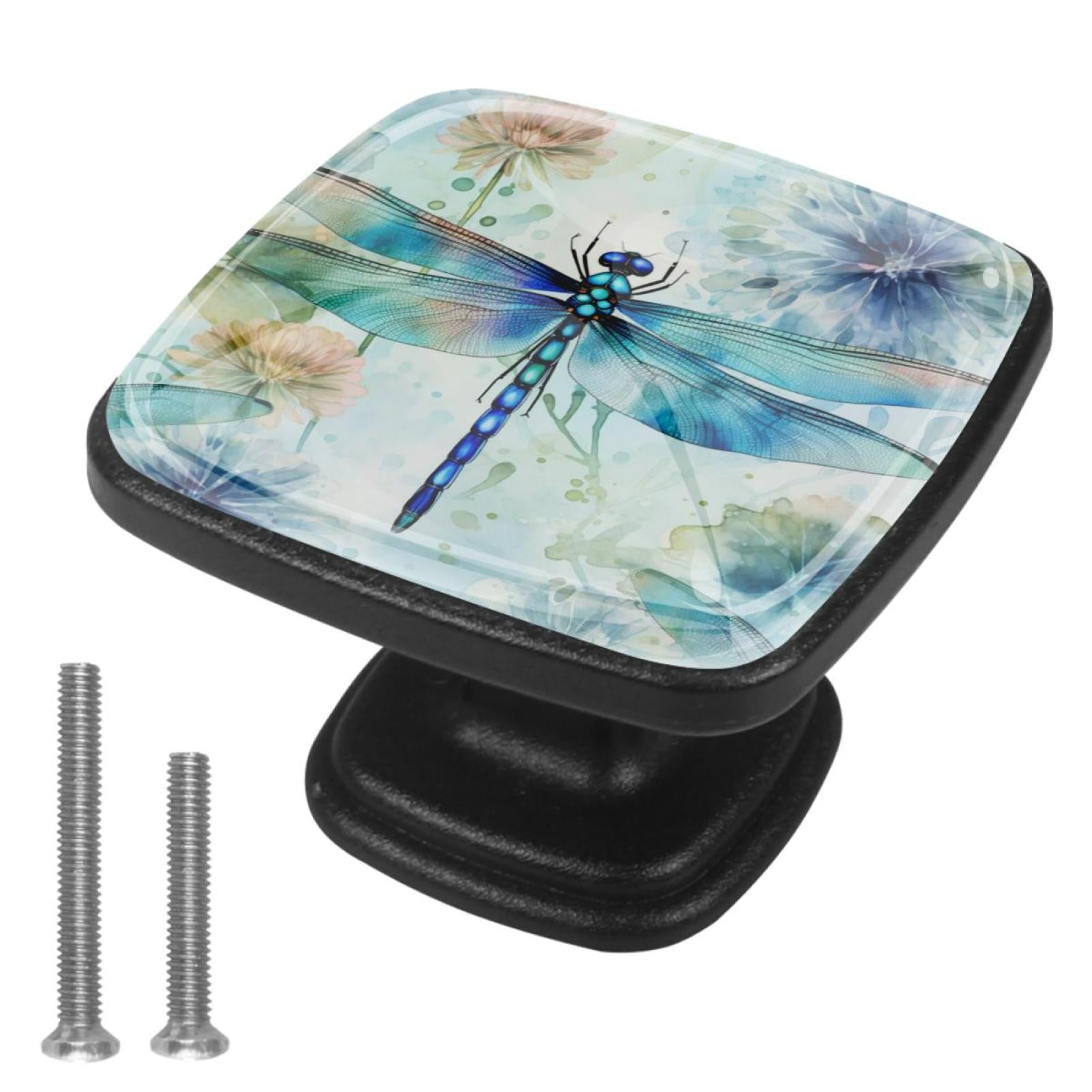 4 Pcs Cabinet Handle Drawer Pulls Dragonfly Knobs with Screws Square ...