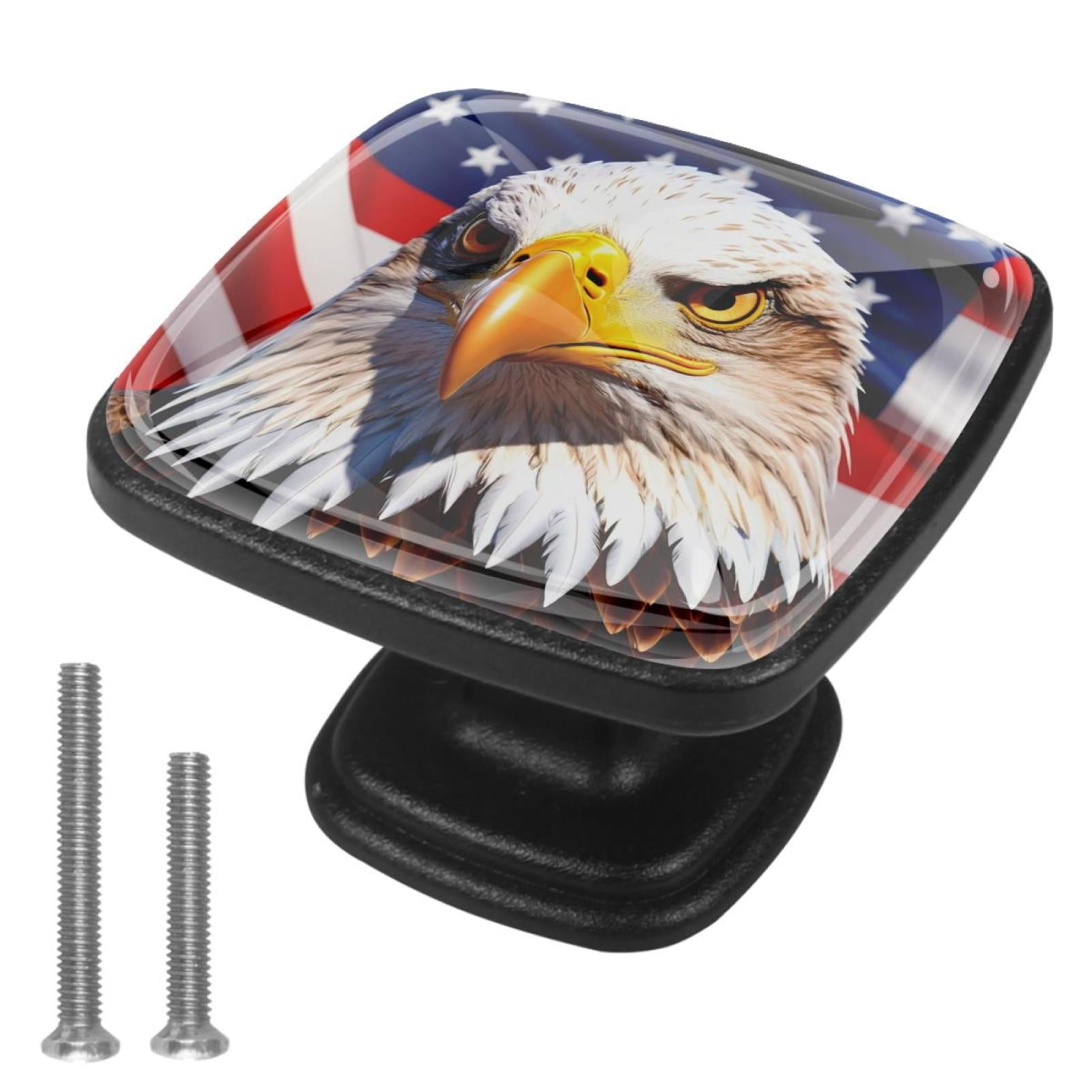 4 Pcs Cabinet Handle Drawer Pulls Eagle and American Flag Knobs with ...