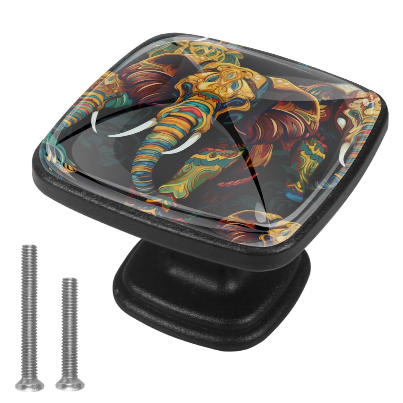 4 Pcs Cabinet Handle Drawer Pulls Elephant Knobs with Screws Square ...