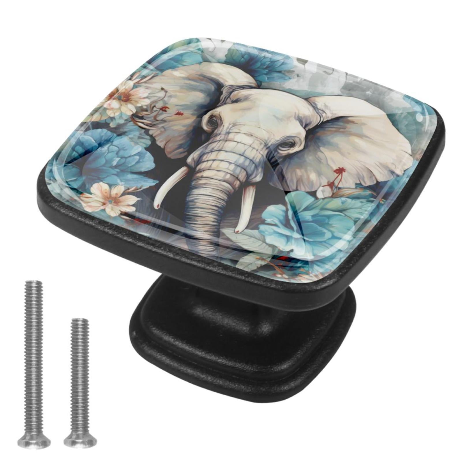 4 Pcs Cabinet Handle Drawer Pulls Elephant Knobs with Screws Square ...