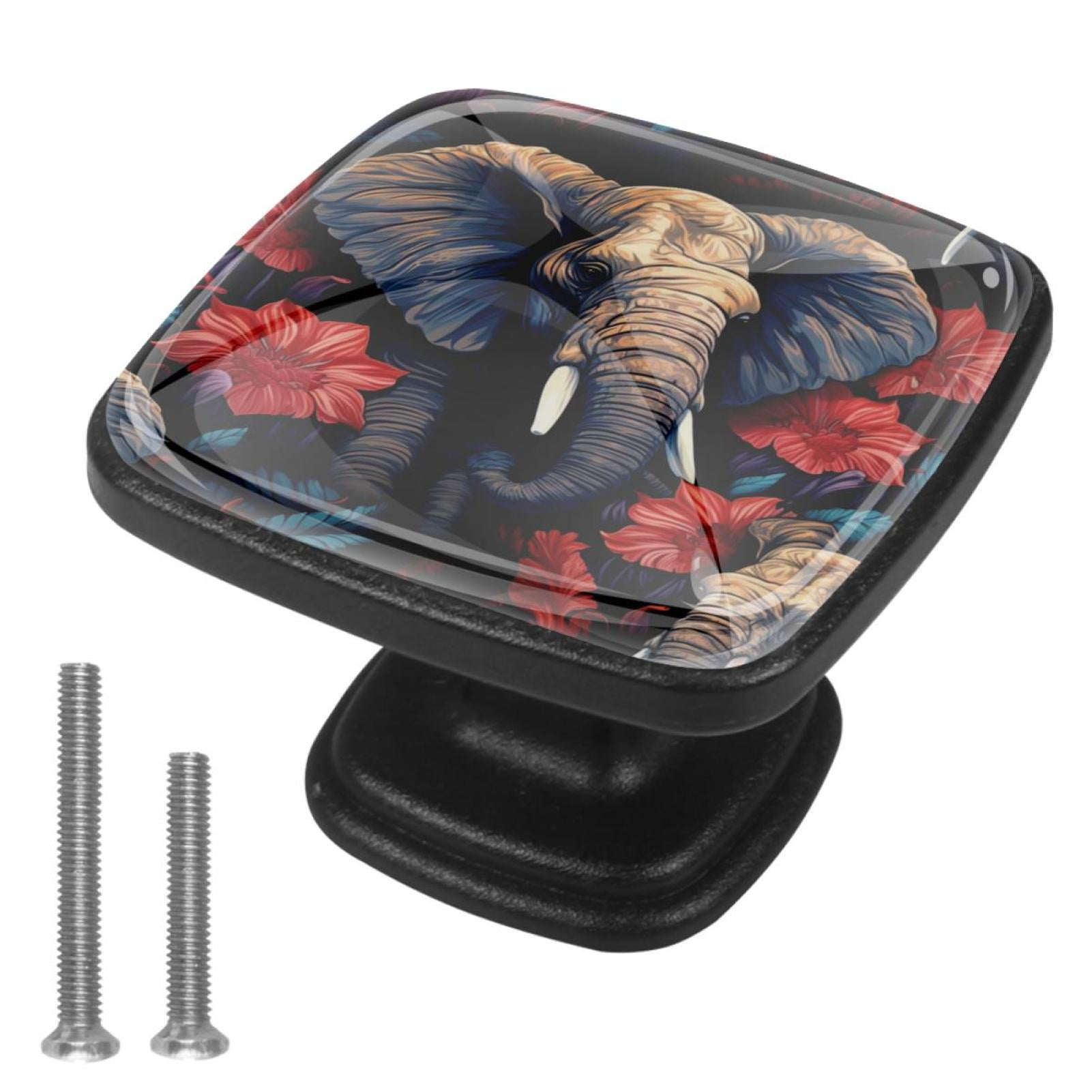 4 Pcs Cabinet Handle Drawer Pulls Elephant Knobs with Screws Square ...