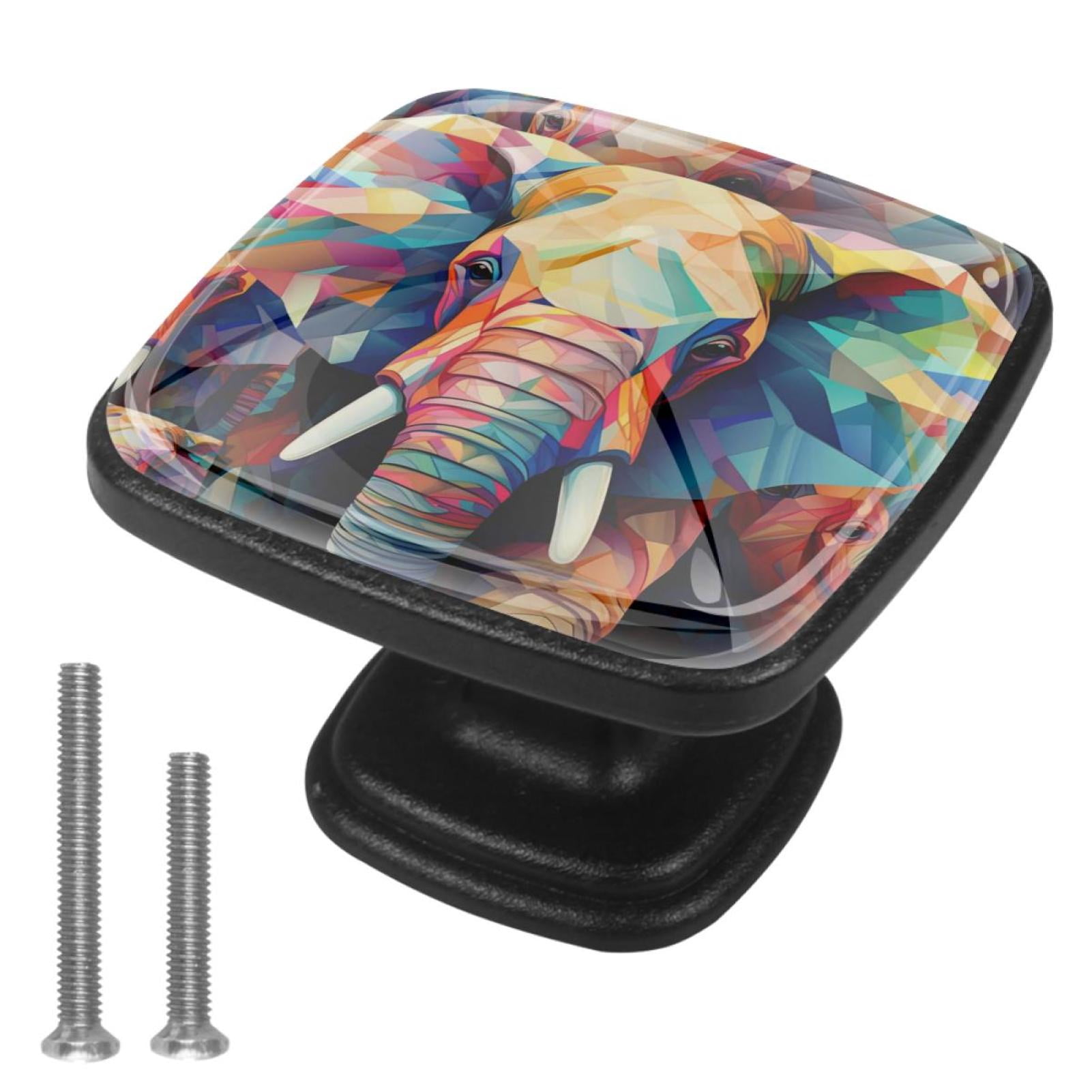 4 Pcs Cabinet Handle Drawer Pulls Elephant Knobs with Screws Square ...