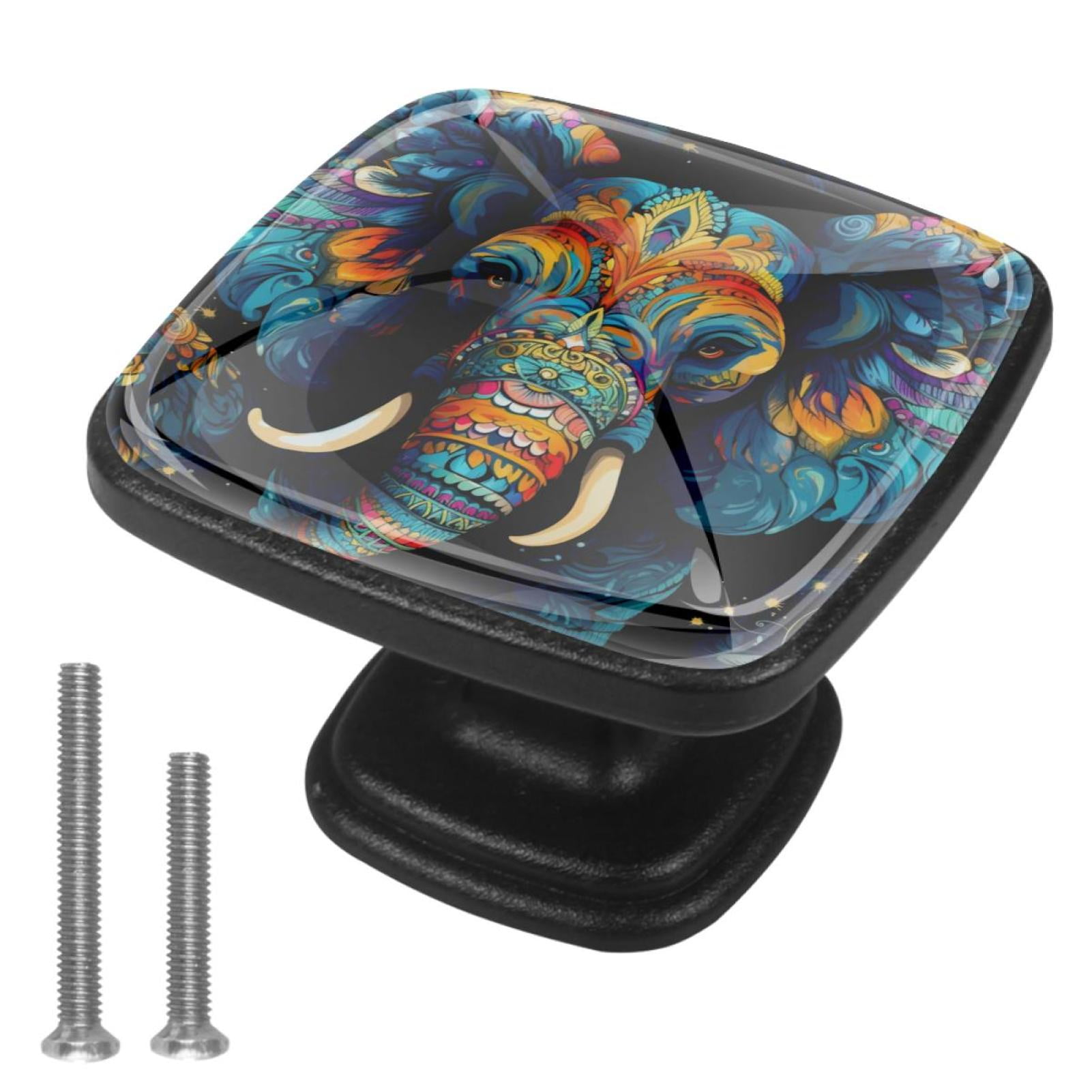 4 Pcs Cabinet Handle Drawer Pulls Elephant Knobs with Screws Square ...