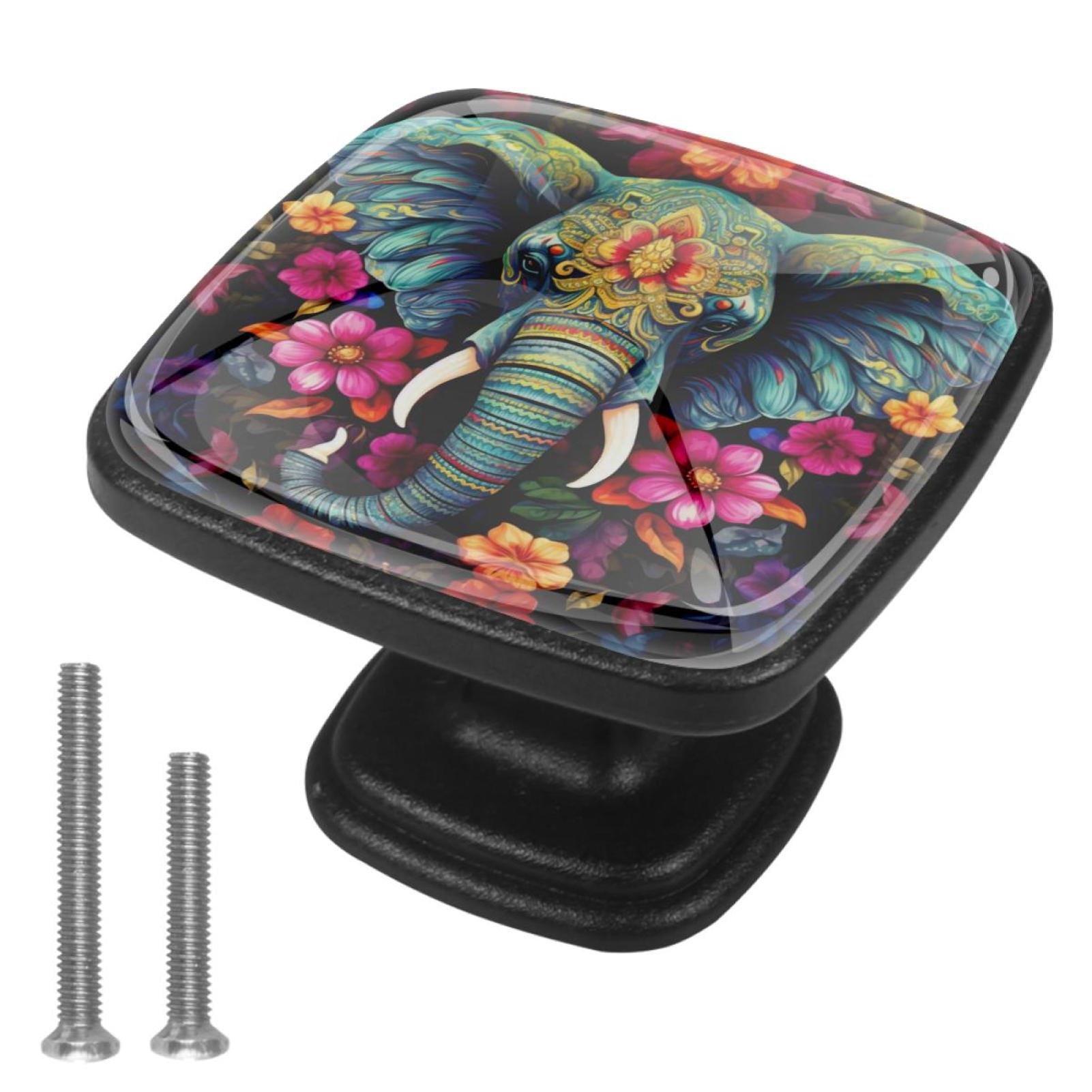 4 Pcs Cabinet Handle Drawer Pulls Elephant Knobs with Screws Square ...