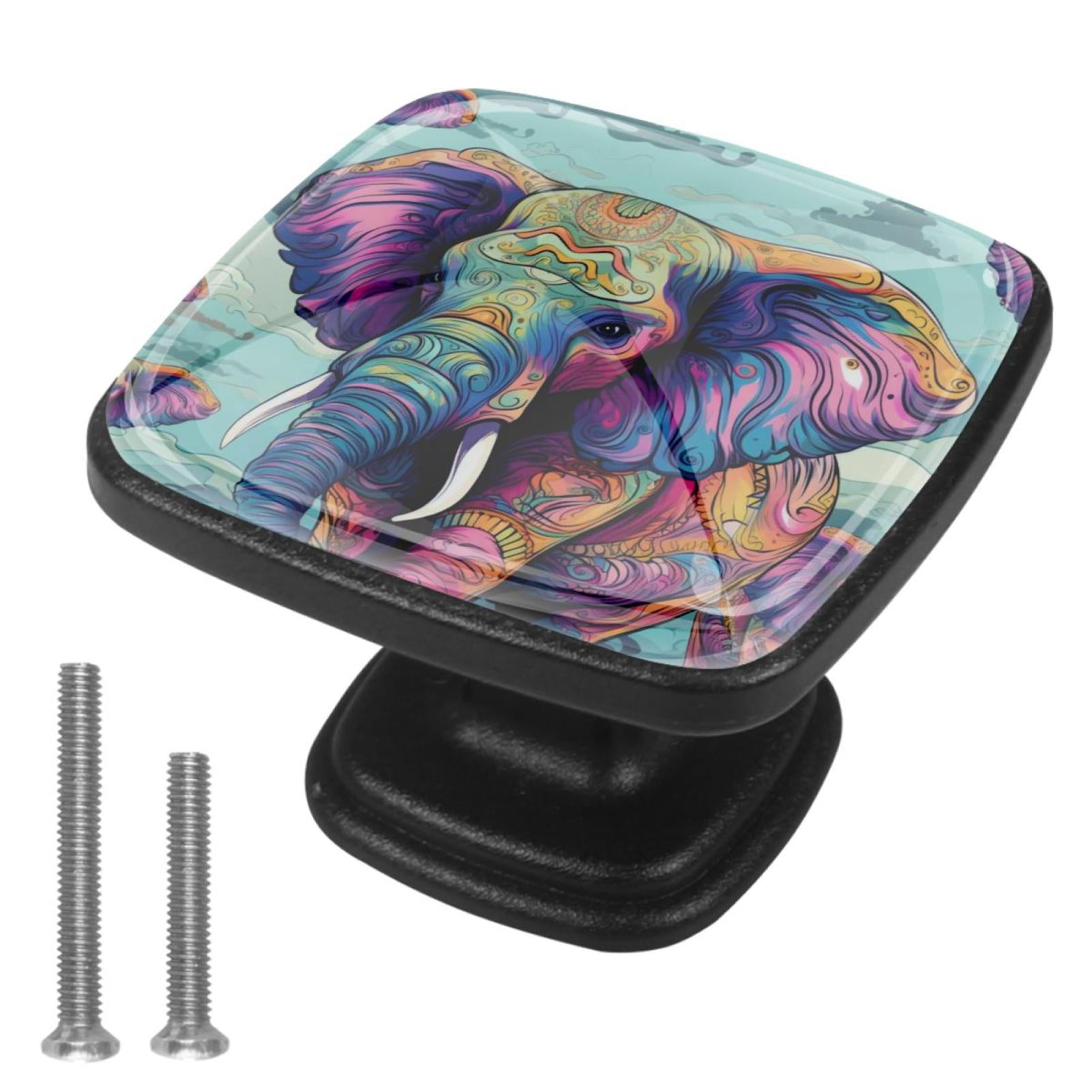 4 Pcs Cabinet Handle Drawer Pulls Elephant Knobs with Screws Square ...