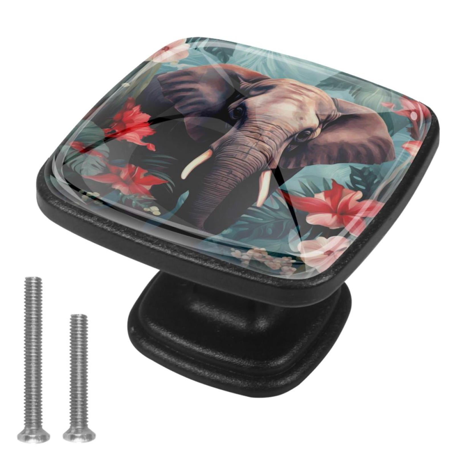 4 Pcs Cabinet Handle Drawer Pulls Elephant Knobs with Screws Square ...