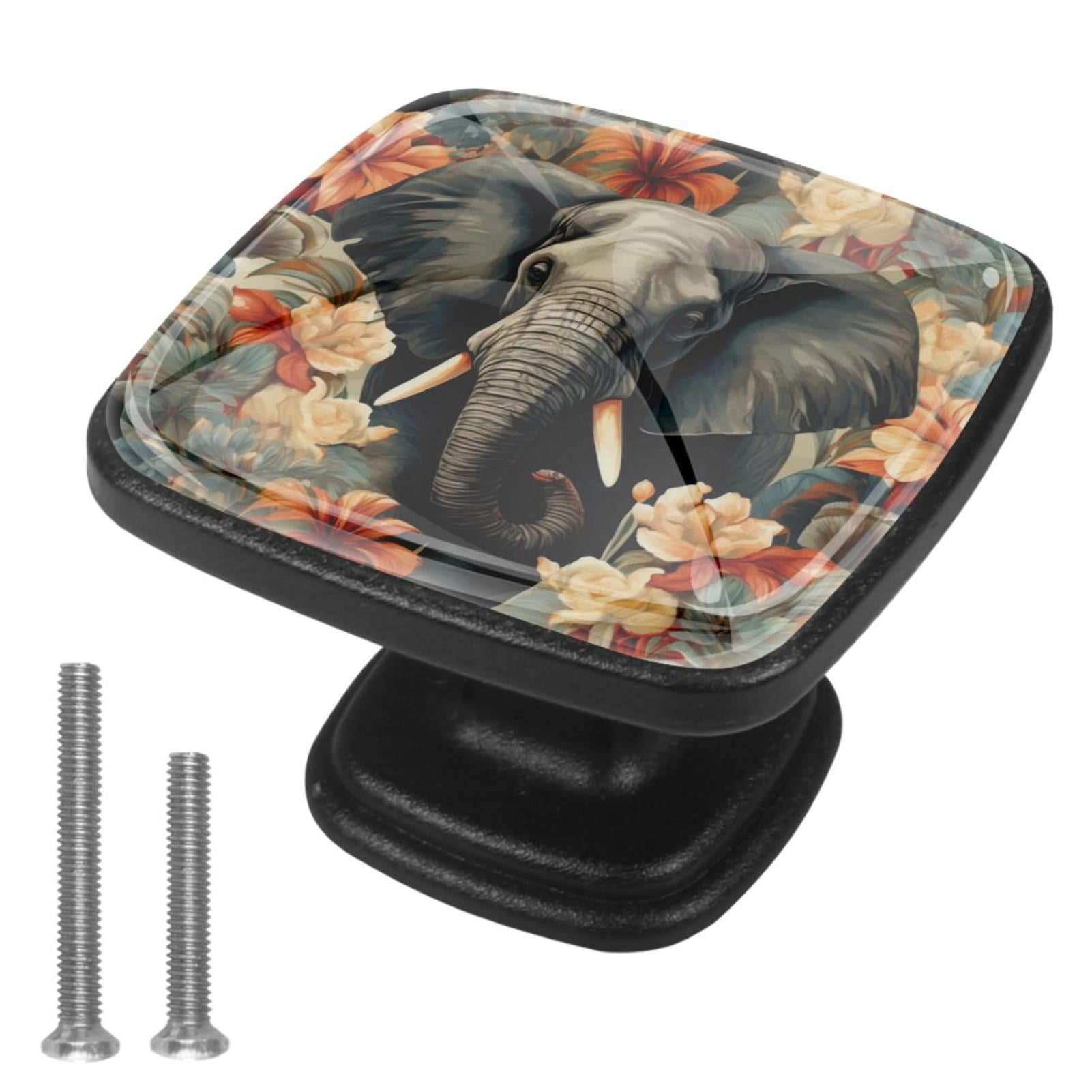 4 Pcs Cabinet Handle Drawer Pulls Elephant Knobs with Screws Square ...