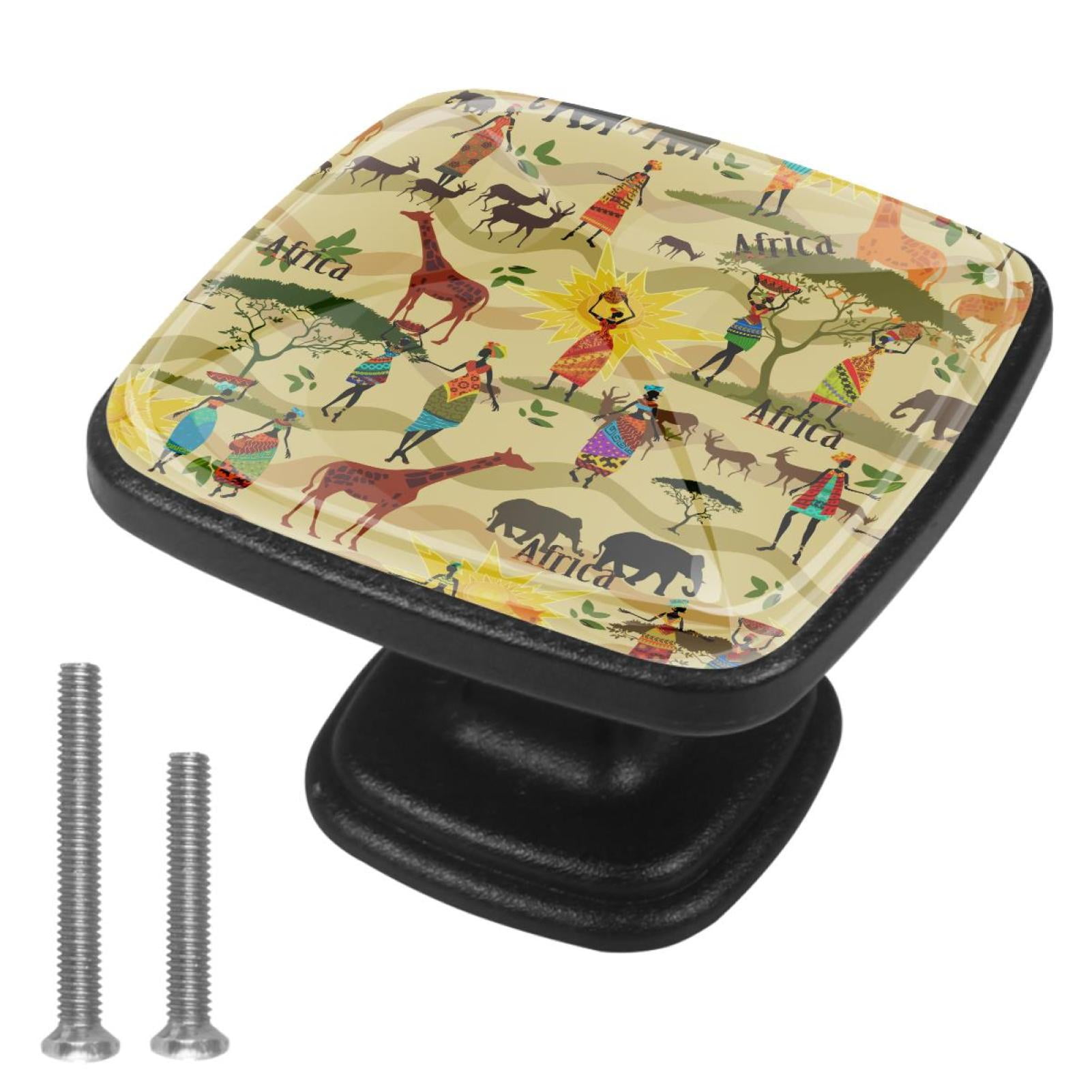 4 Pcs Cabinet Handle Drawer Pulls Ethnic African Texture Knobs with ...