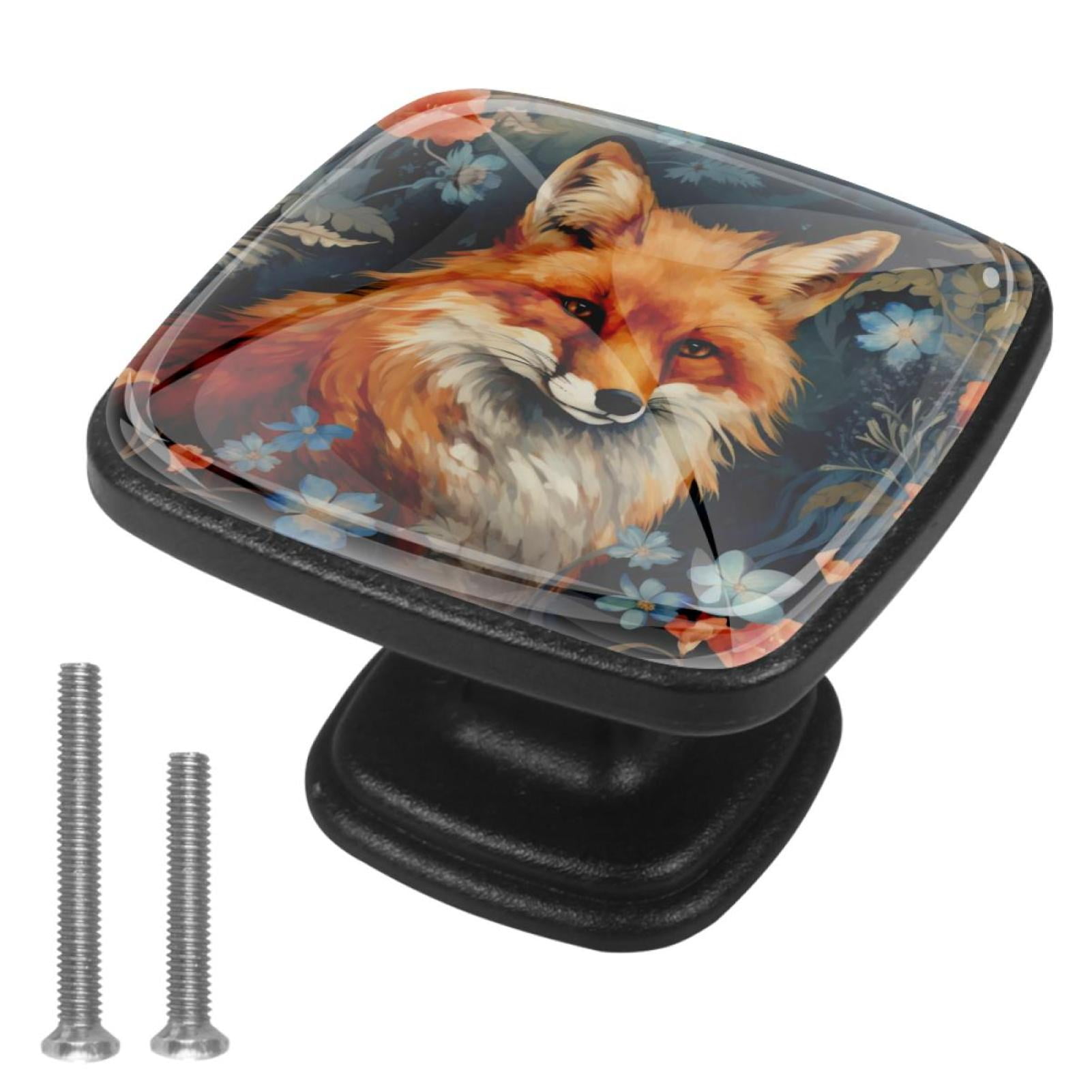 4 Pcs Cabinet Handle Drawer Pulls Fox Knobs with Screws Square ...