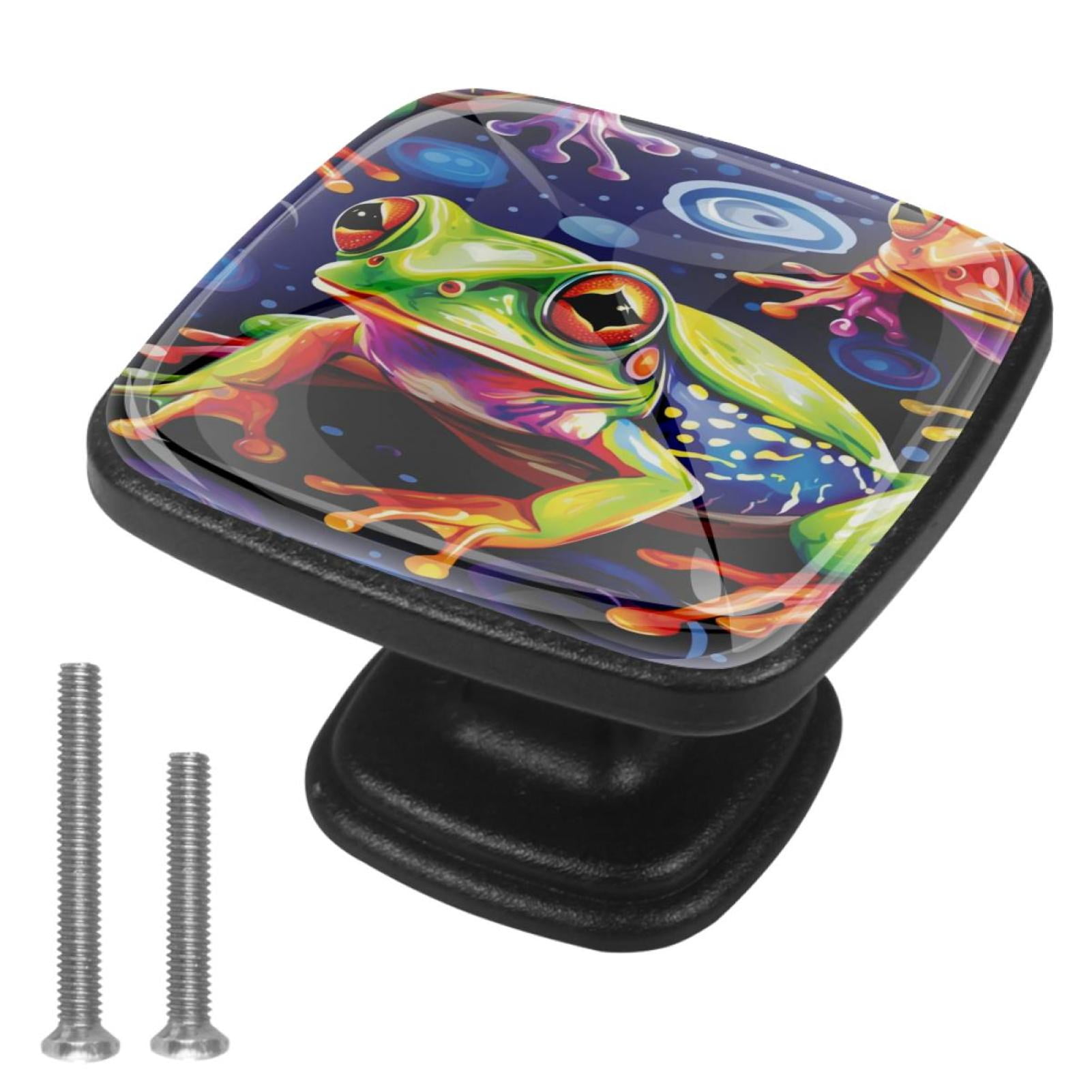 4 Pcs Cabinet Handle Drawer Pulls Frog Knobs with Screws Square ...