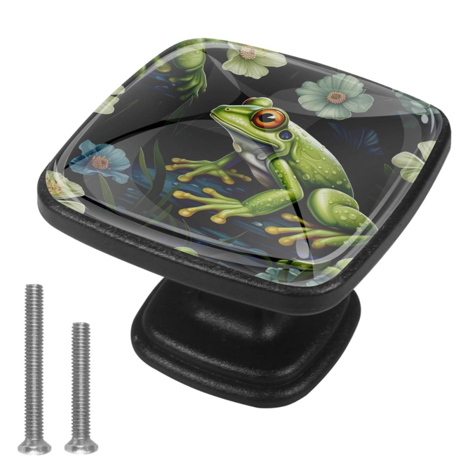 4 Pcs Cabinet Handle Drawer Pulls Frog Knobs with Screws Square ...