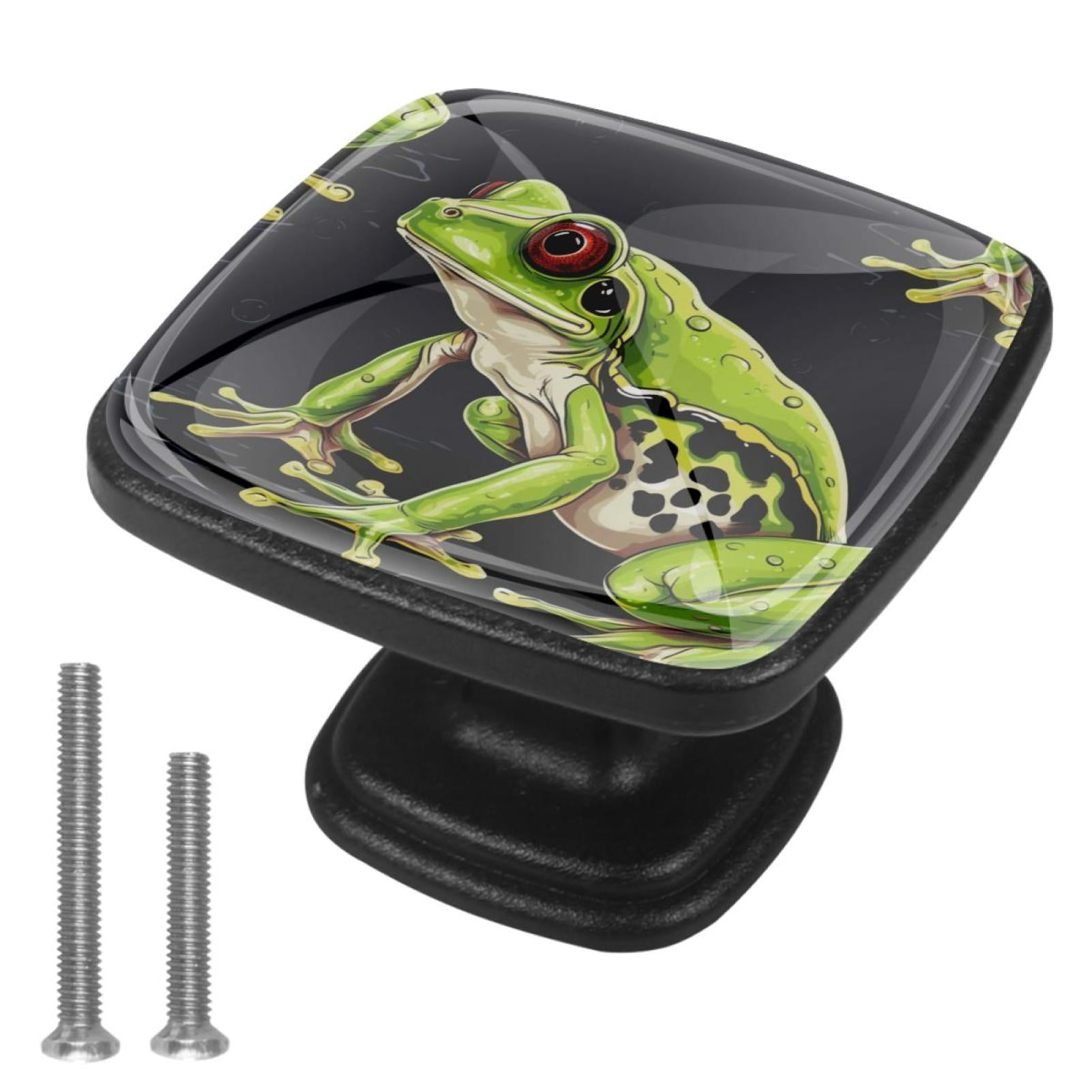 4 Pcs Cabinet Handle Drawer Pulls Frog Knobs with Screws Square ...