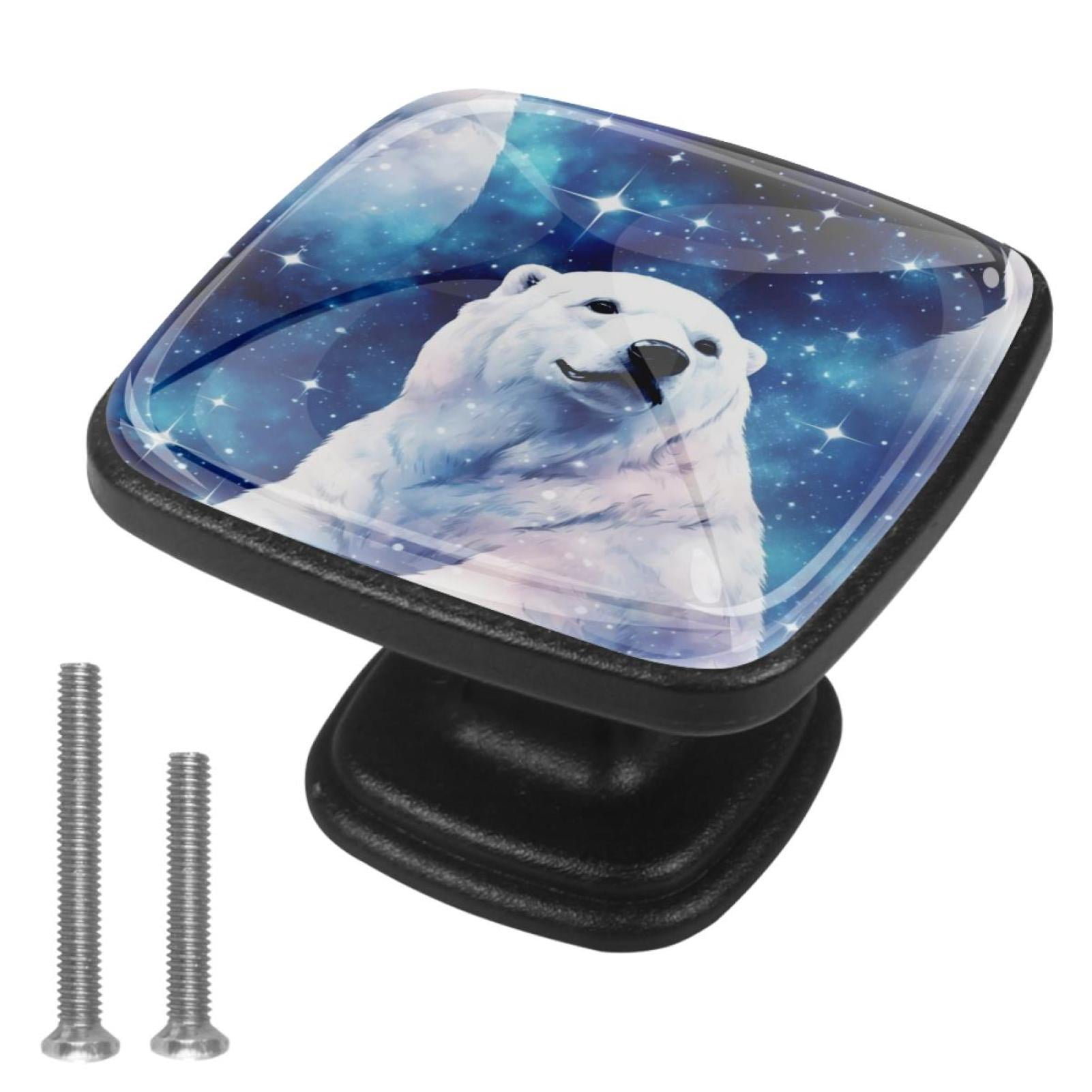4 Pcs Cabinet Handle Drawer Pulls Galaxy Polar Bear Knobs with Screws ...