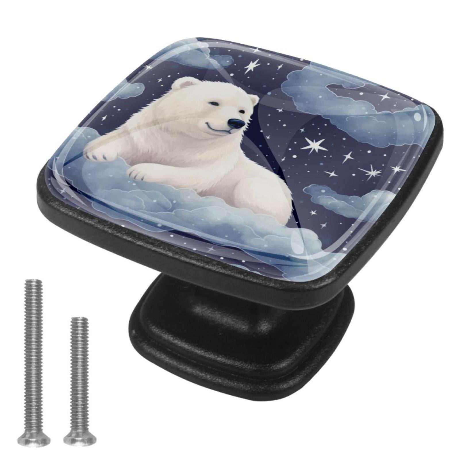 4 Pcs Cabinet Handle Drawer Pulls Galaxy Polar Bear Knobs with Screws ...