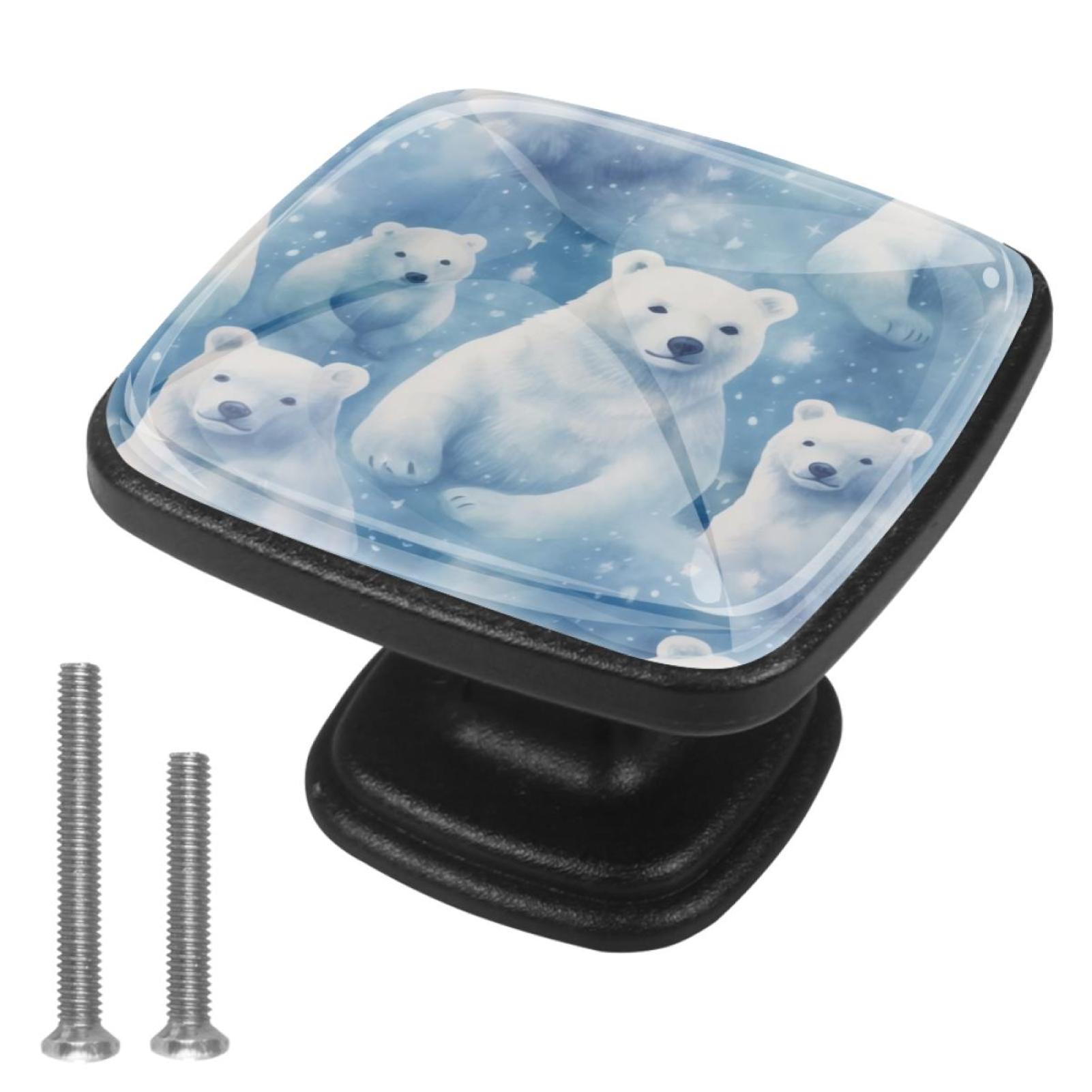 4 Pcs Cabinet Handle Drawer Pulls Galaxy Polar Bear Knobs with Screws ...