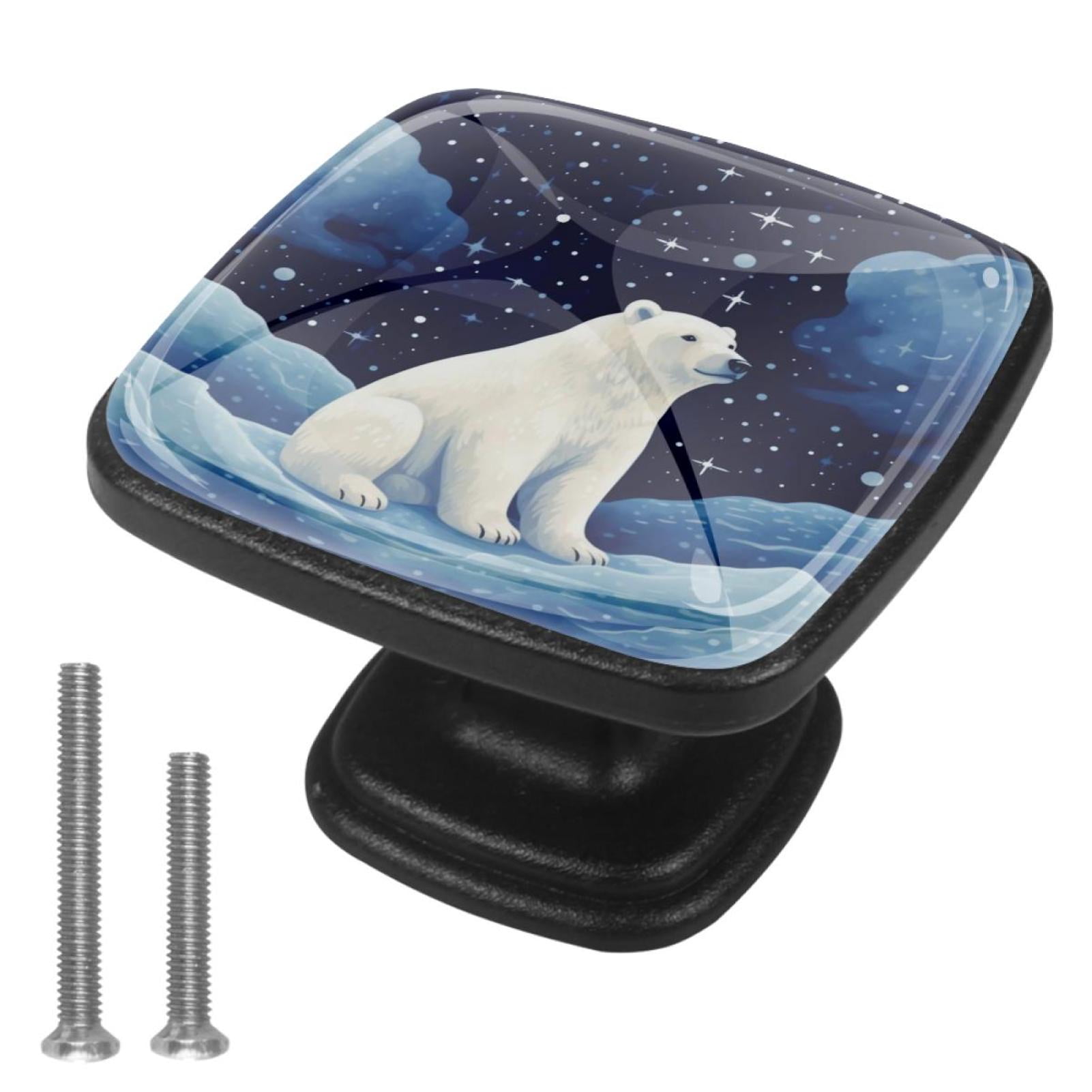 4 Pcs Cabinet Handle Drawer Pulls Galaxy Polar Bear Knobs with Screws ...