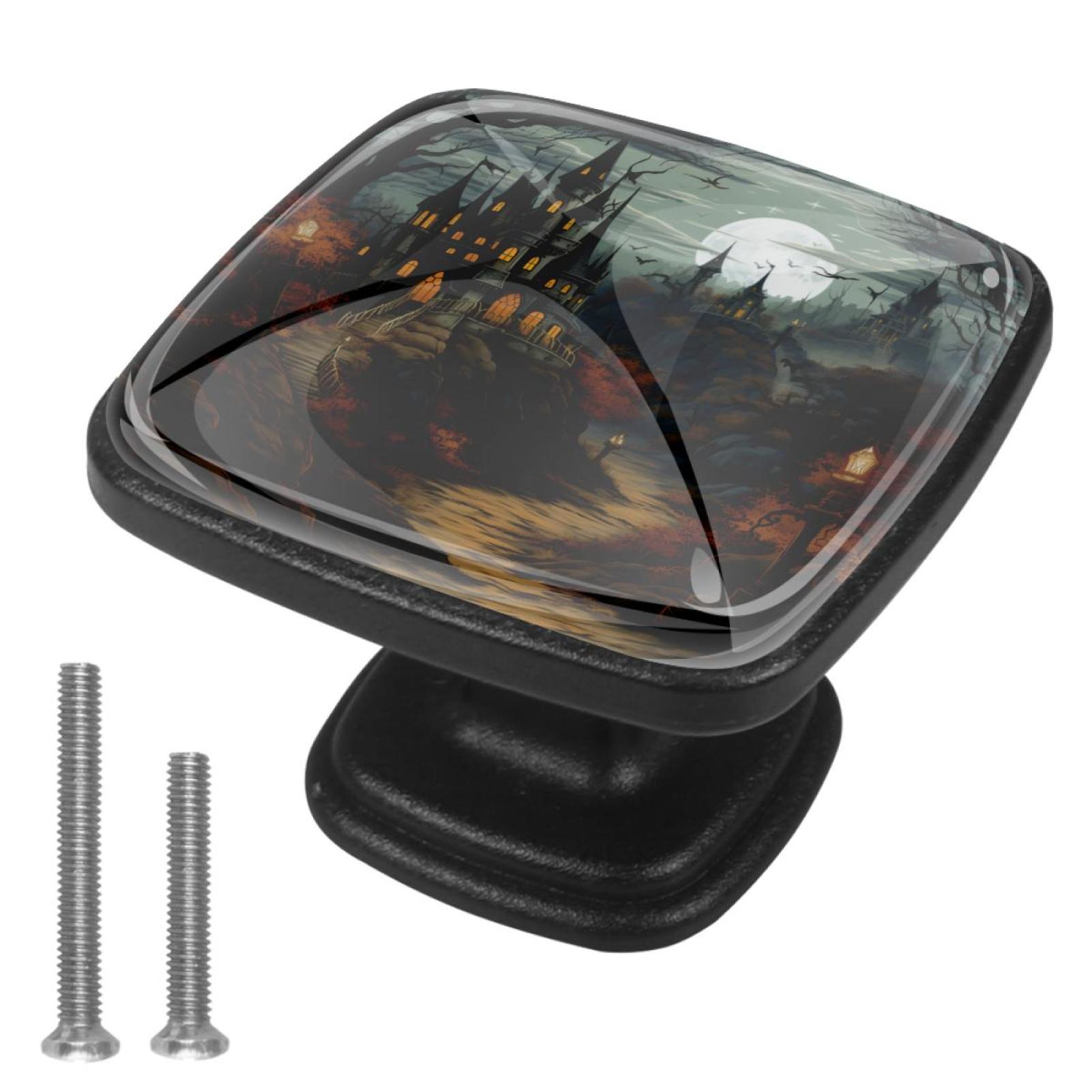 4 Pcs Cabinet Handle Drawer Pulls Halloween Castle Knobs with Screws ...