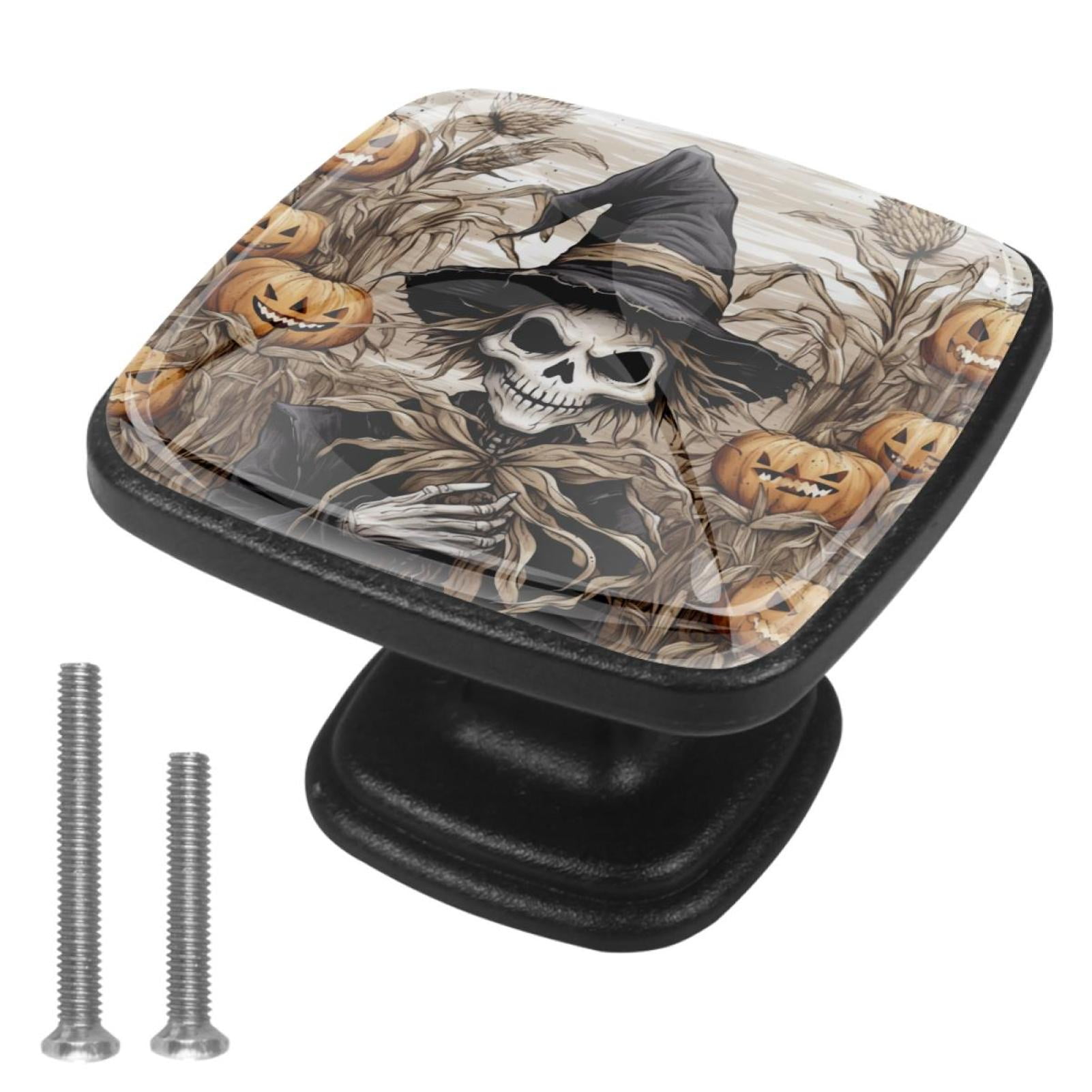 4 Pcs Cabinet Handle Drawer Pulls Halloween Scarecrow Knobs with Screws ...