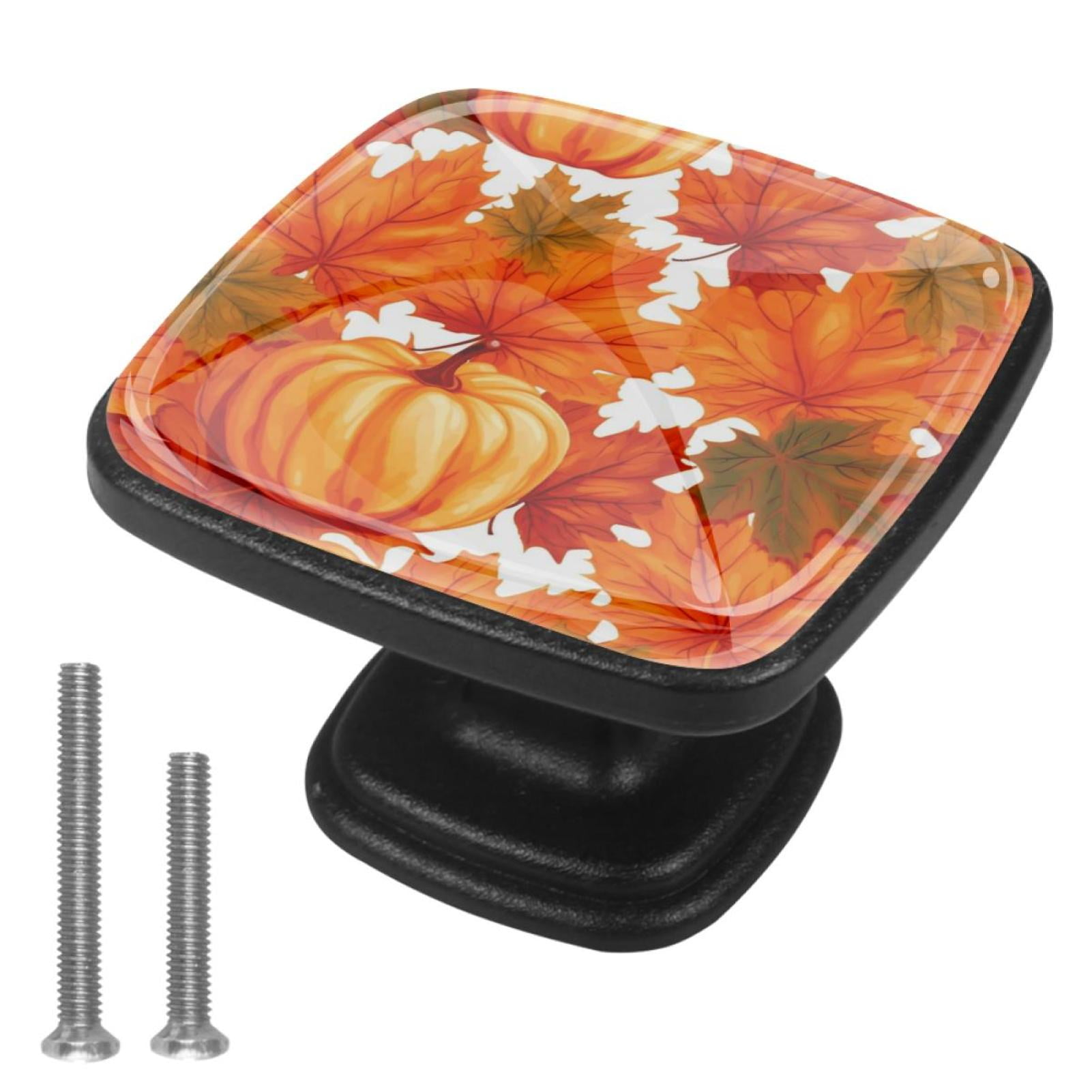 4 Pcs Cabinet Handle Drawer Pulls Maple Leaf Pumpkin Knobs with Screws ...