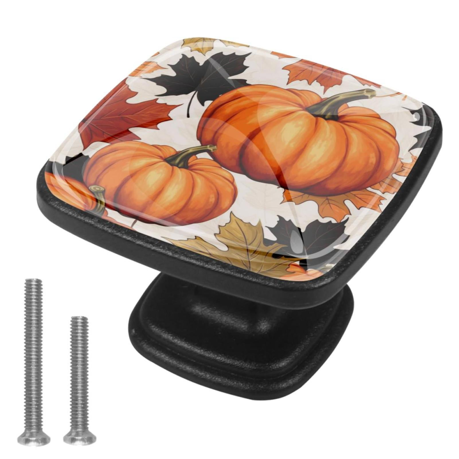 4 Pcs Cabinet Handle Drawer Pulls Maple Leaf Pumpkin Knobs with Screws ...