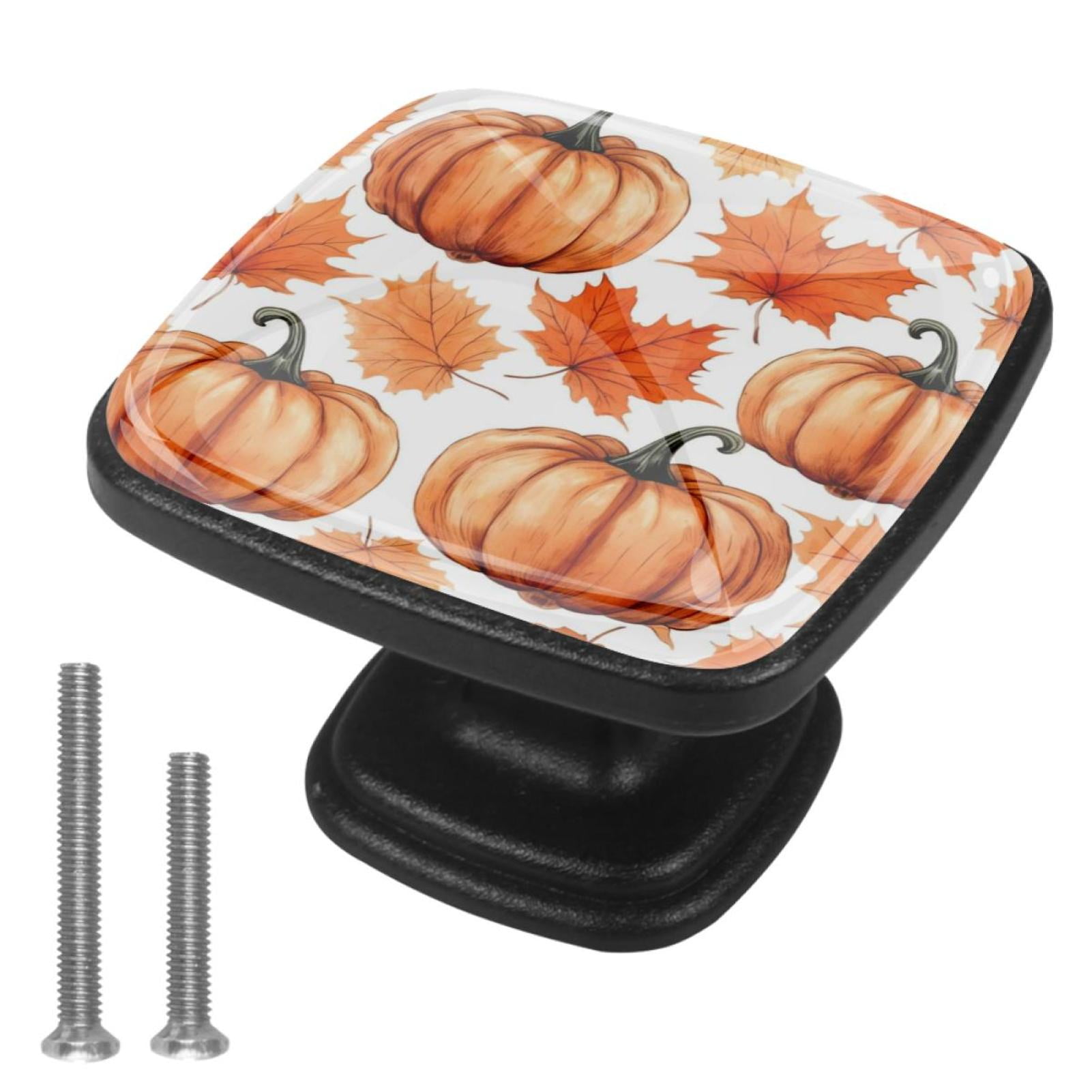 4 Pcs Cabinet Handle Drawer Pulls Maple Leaf Pumpkin Knobs with Screws ...