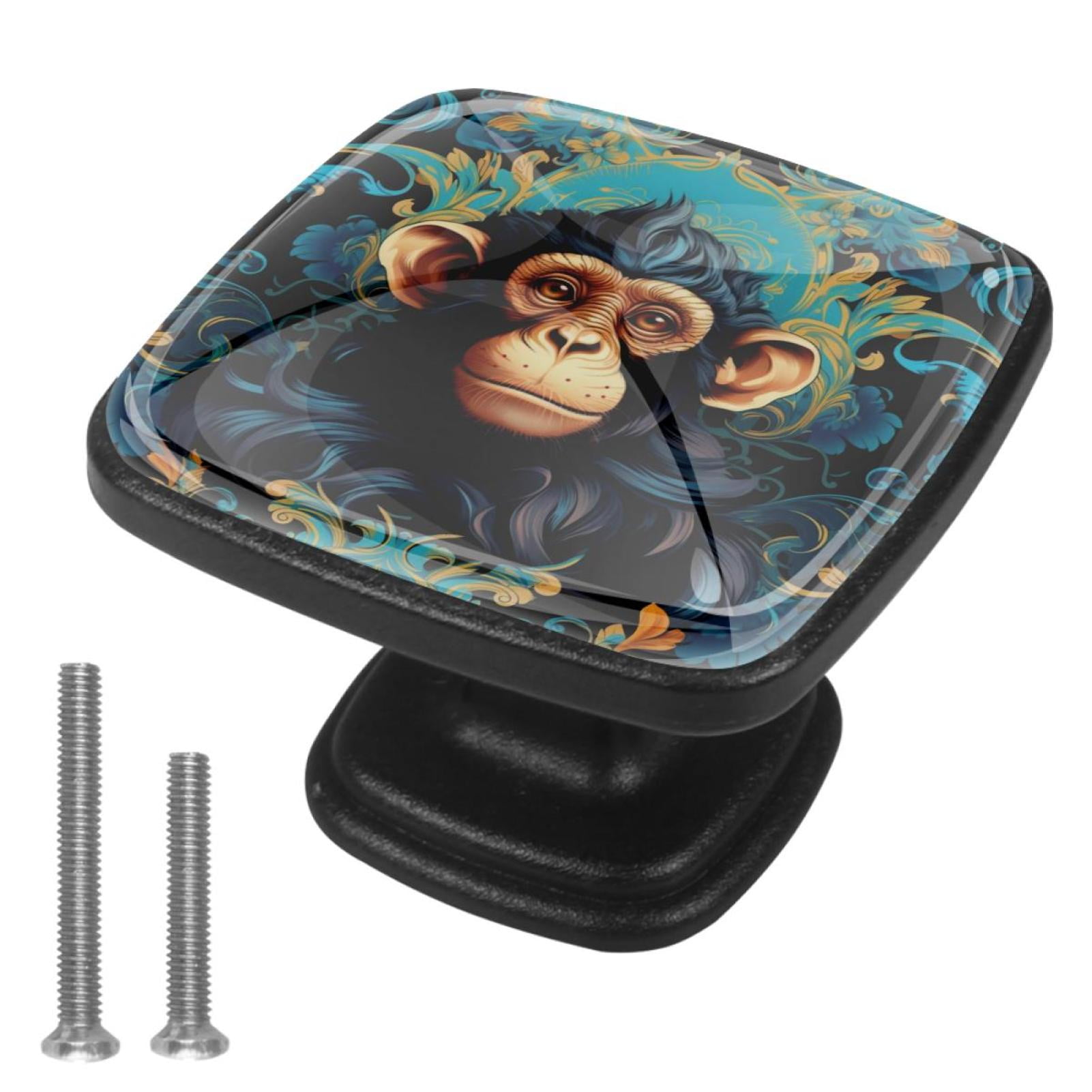 4 Pcs Cabinet Handle Drawer Pulls Monkey Knobs with Screws Square ...