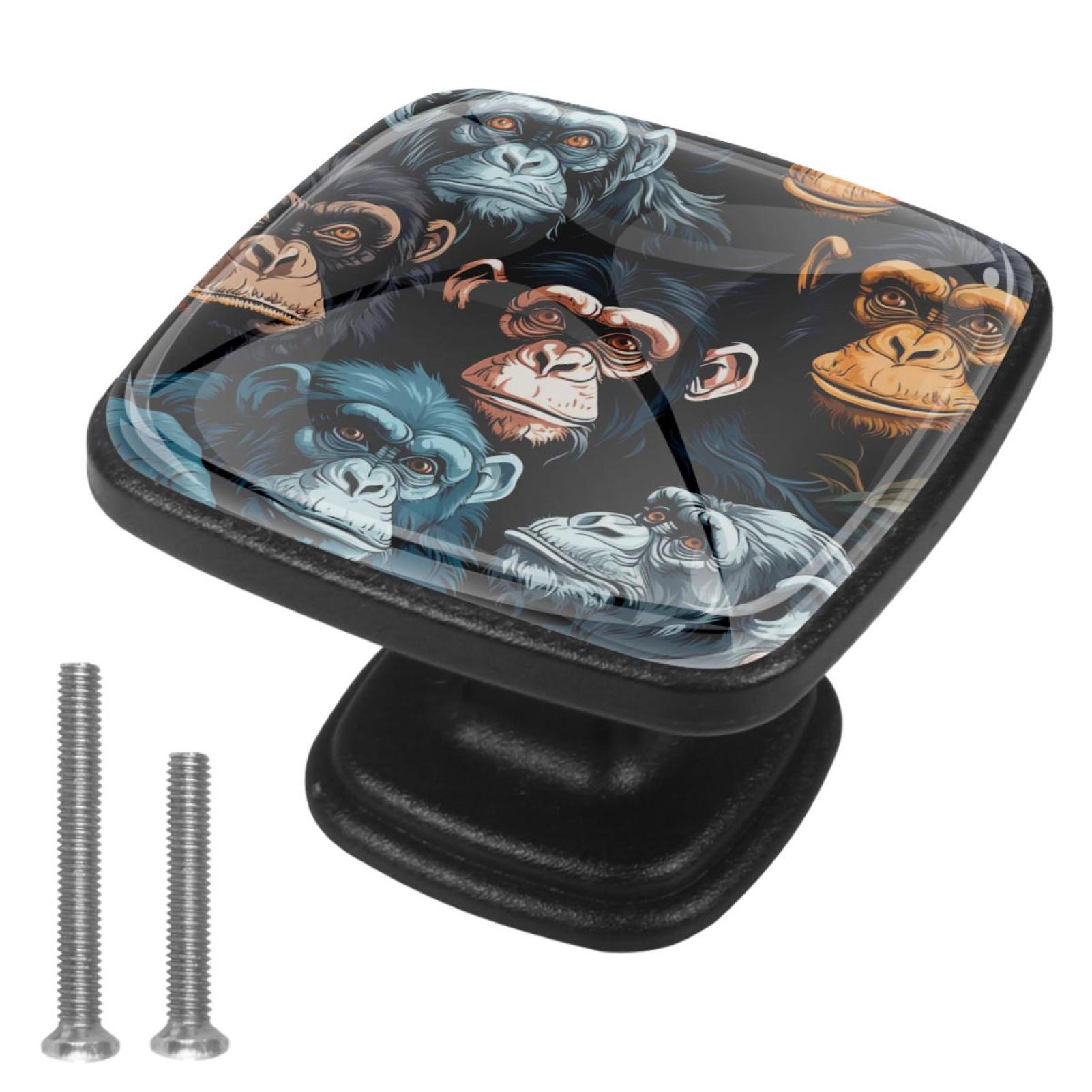 4 Pcs Cabinet Handle Drawer Pulls Monkey Knobs with Screws Square ...