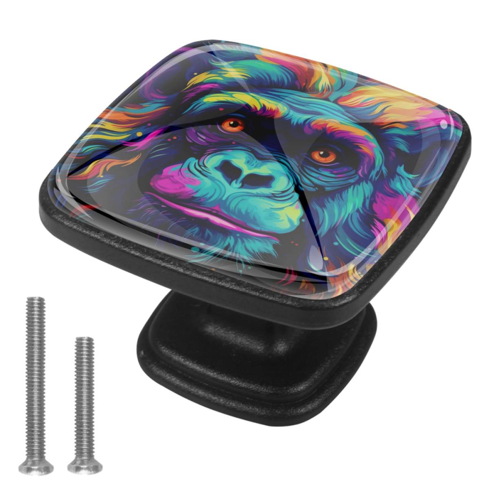 4 Pcs Cabinet Handle Drawer Pulls Monkey Knobs with Screws Square ...