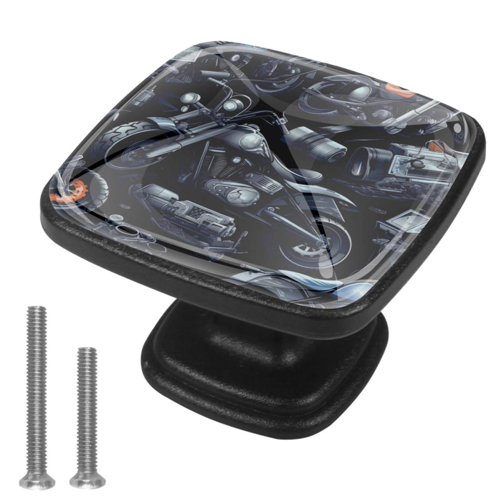 4 Pcs Cabinet Handle Drawer Pulls Motorcycle Knobs with Screws Square Furniture Office Cabinet ...