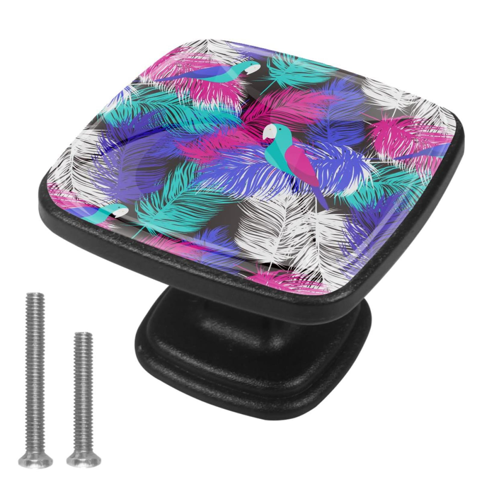 4 Pcs Cabinet Handle Drawer Pulls Parrot Knobs with Screws Square ...