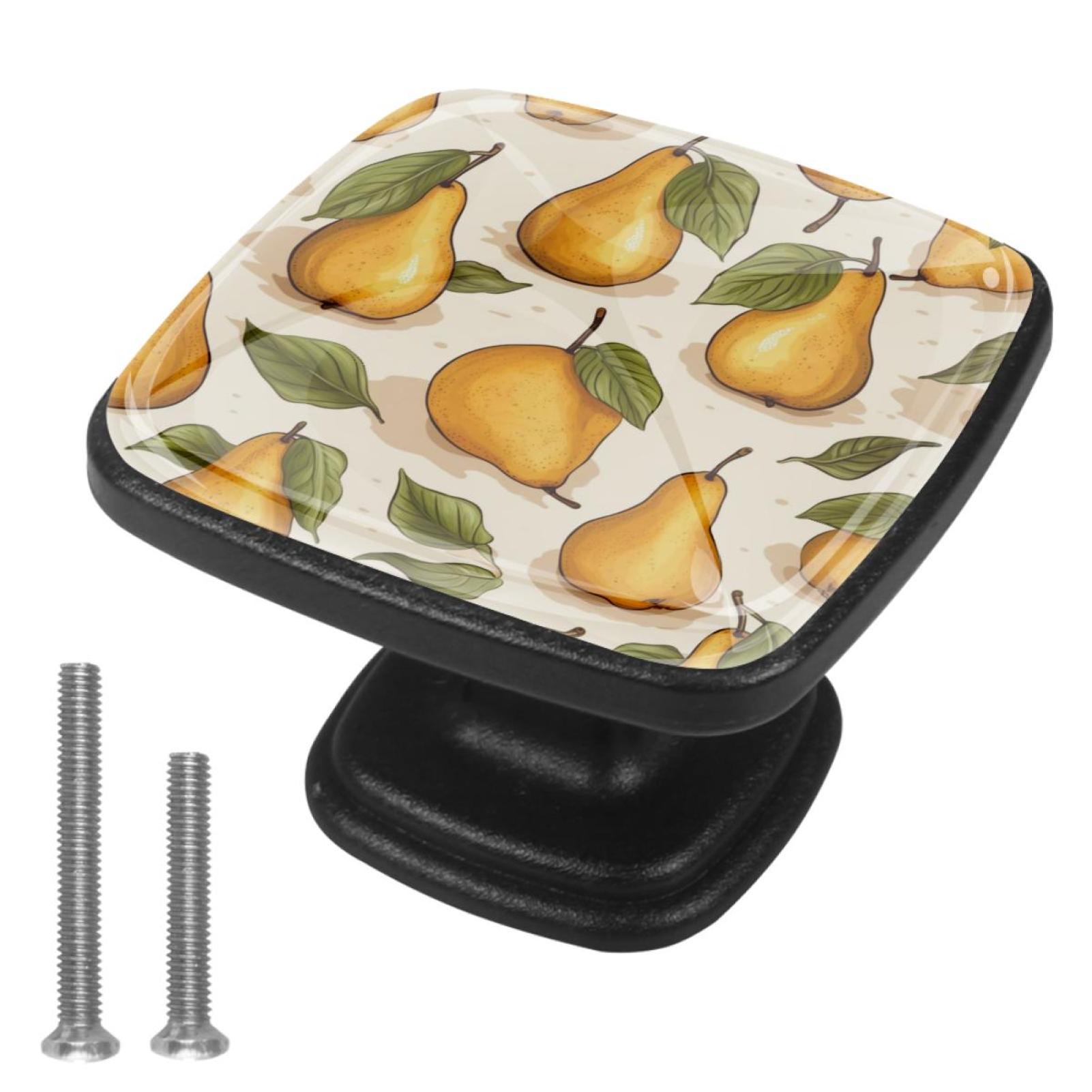 4 Pcs Cabinet Handle Drawer Pulls Pear Knobs with Screws Square ...