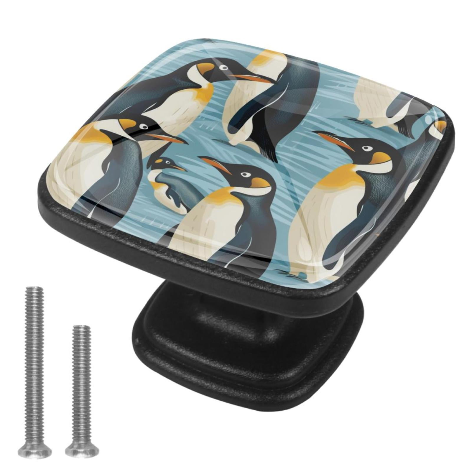 4 Pcs Cabinet Handle Drawer Pulls Penguin Knobs with Screws Square ...