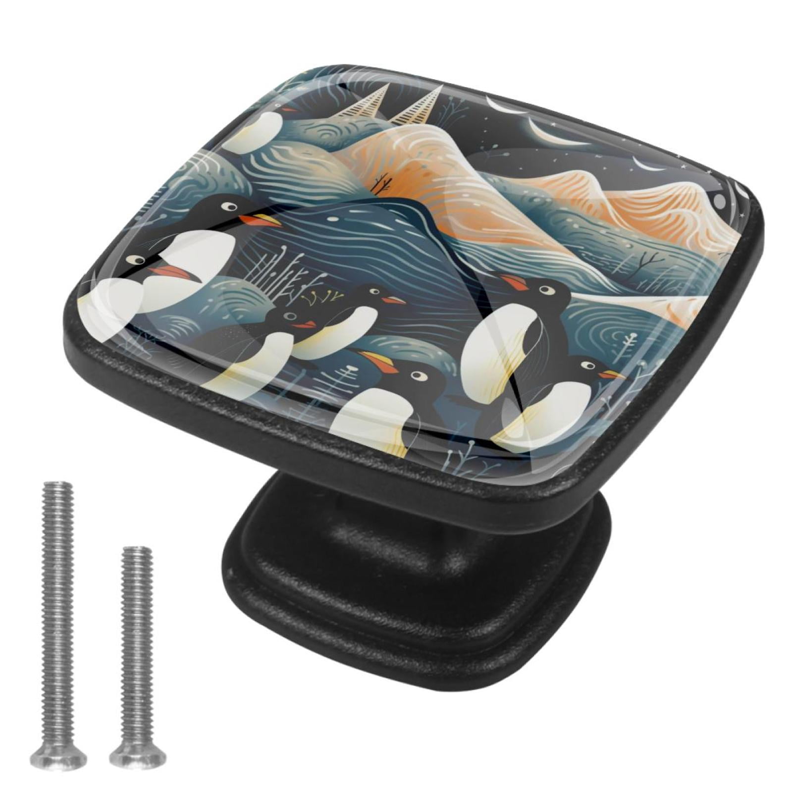 4 Pcs Cabinet Handle Drawer Pulls Penguin Knobs with Screws Square ...
