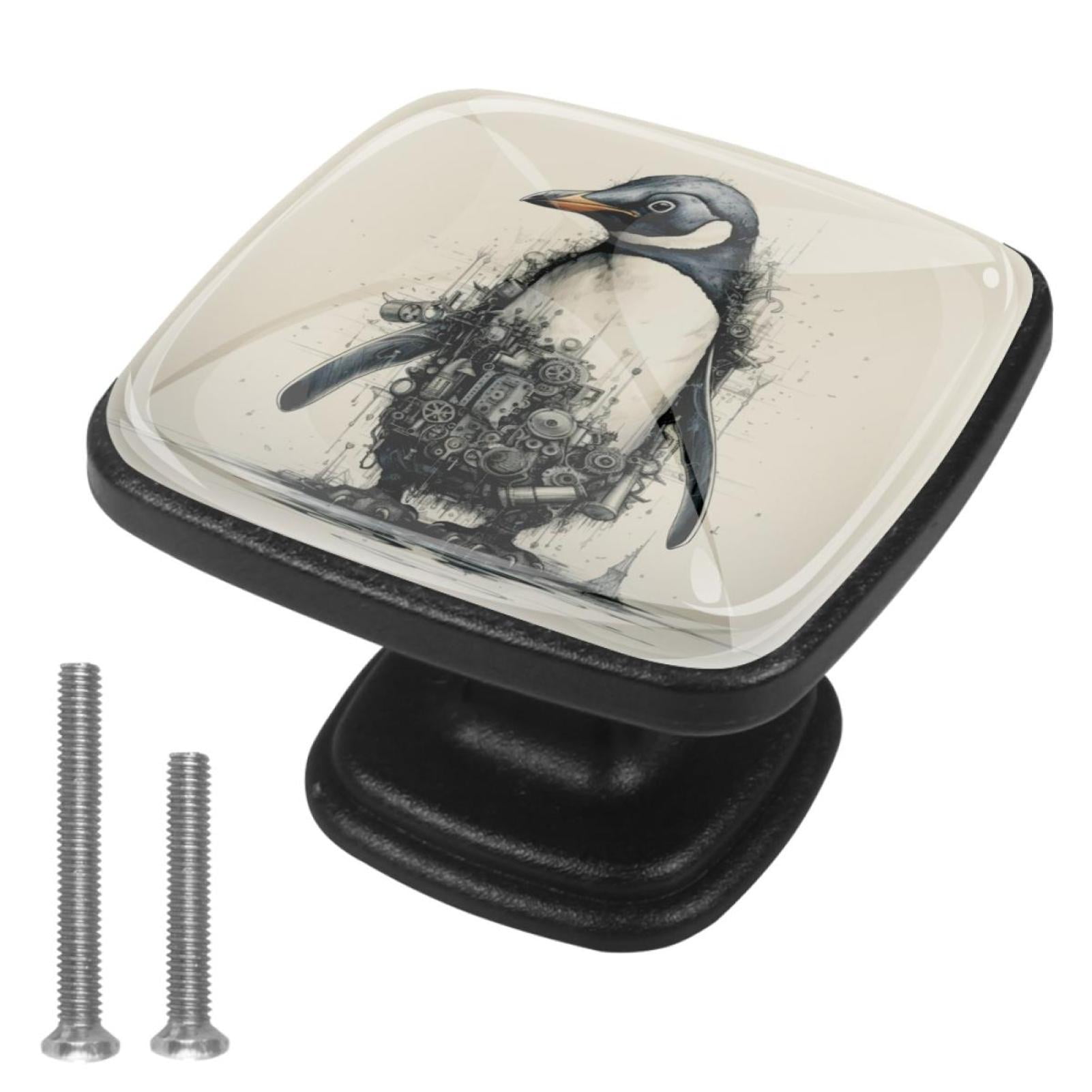 4 Pcs Cabinet Handle Drawer Pulls Penguin Knobs with Screws Square ...