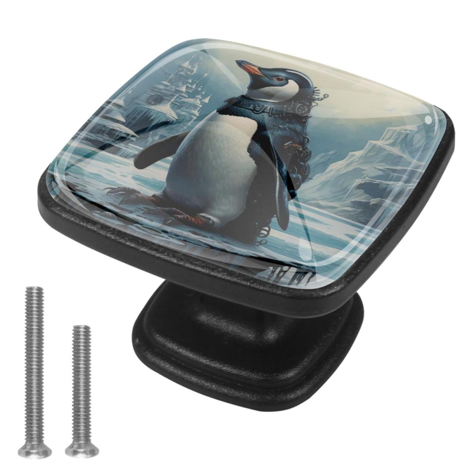 4 Pcs Cabinet Handle Drawer Pulls Penguin Knobs with Screws Square ...