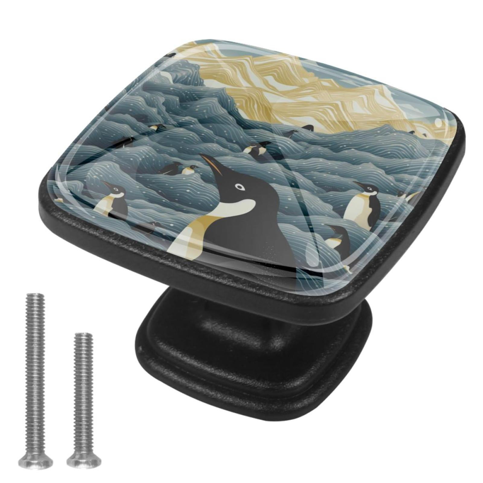 4 Pcs Cabinet Handle Drawer Pulls Penguin Knobs with Screws Square ...
