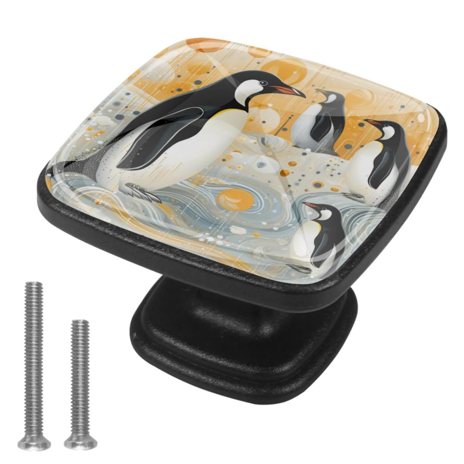 4 Pcs Cabinet Handle Drawer Pulls Penguin Knobs with Screws Square ...